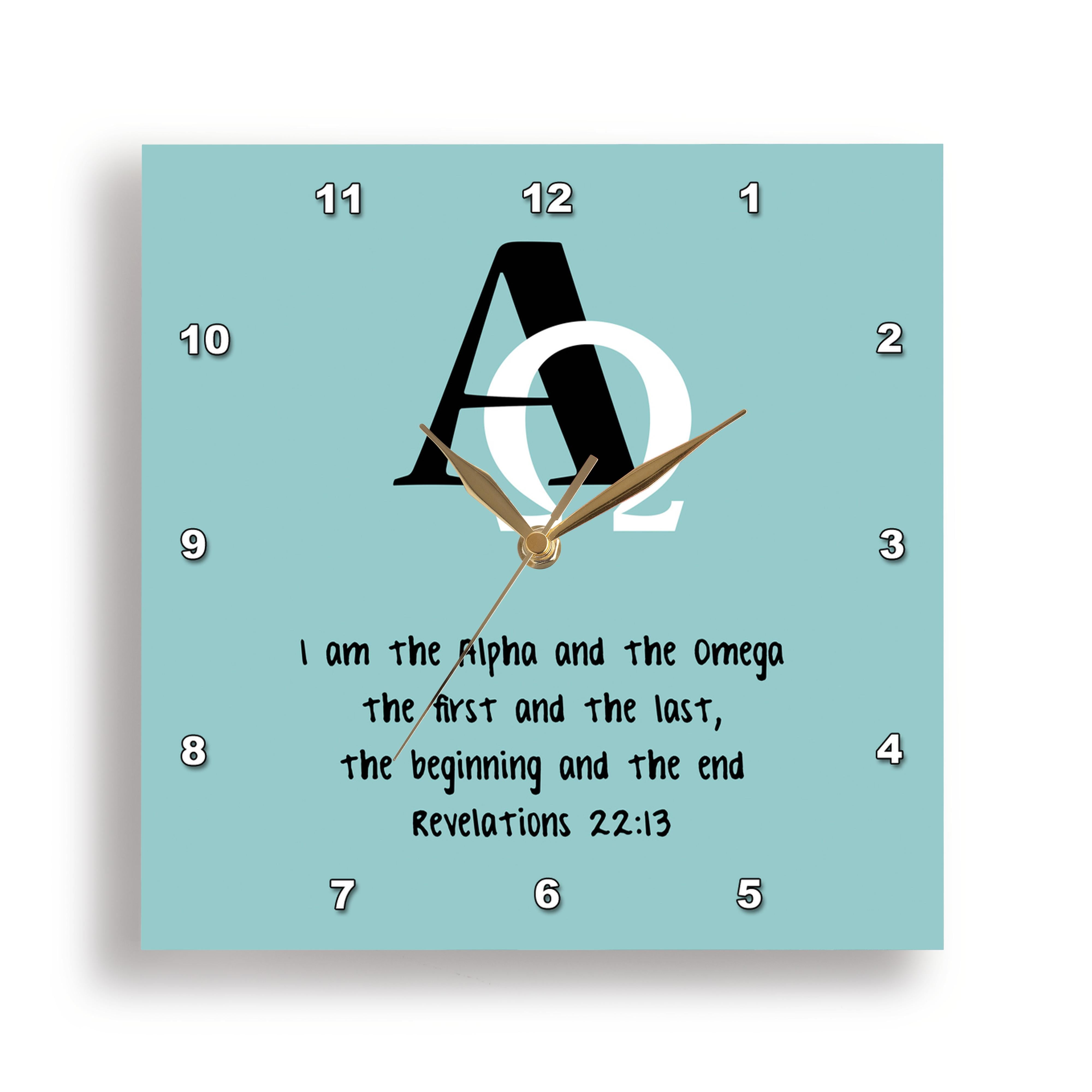 3dRose, Bible Scripture Alpha and Omega Rev 22, 10x10 Wall Clock ...