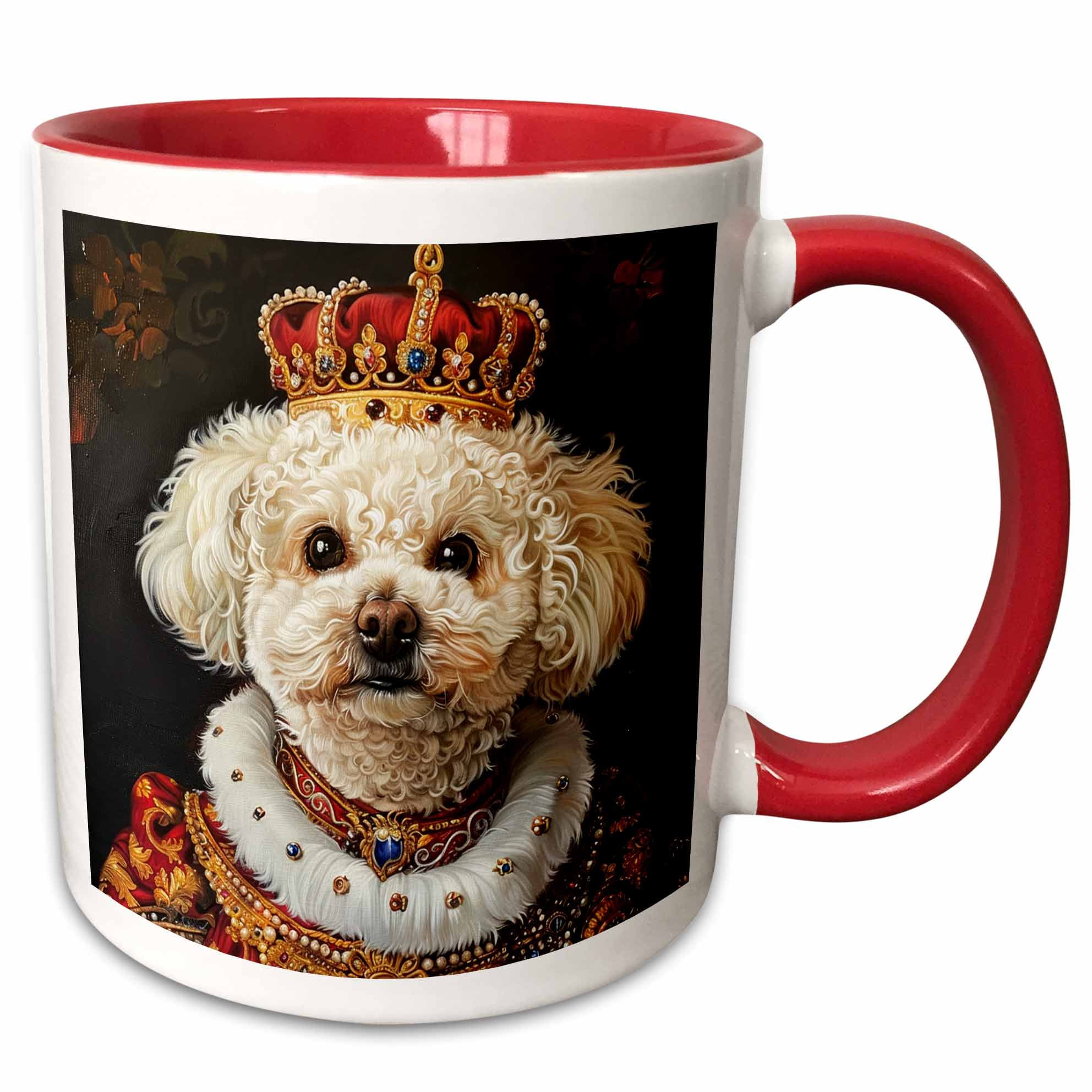 3drose, Bichon Frise Royal Portrait Canine Majesty, 11oz Two-tone Red ...
