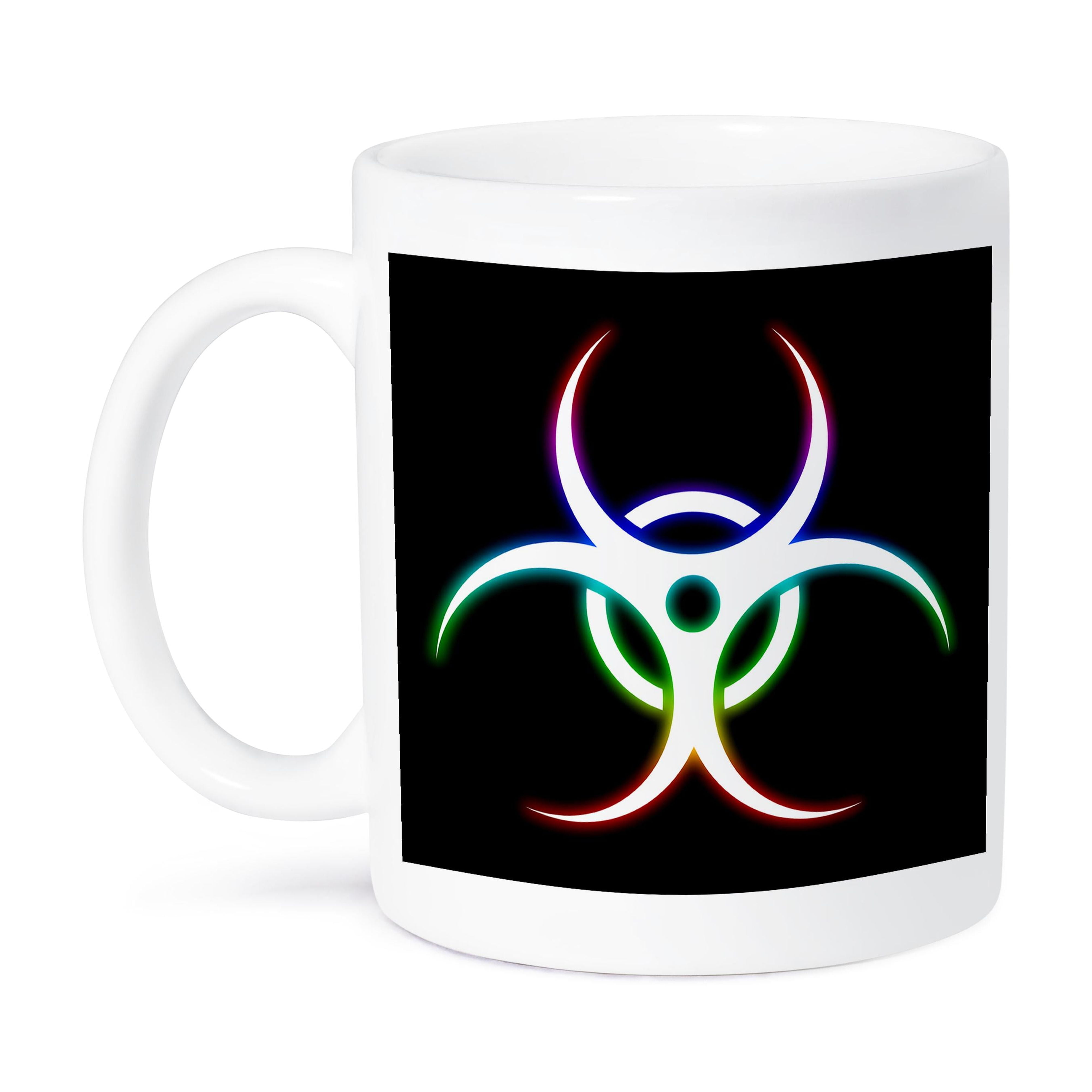 3dRose, Biohazard Symbol glowing on black background, 11oz Mug ...