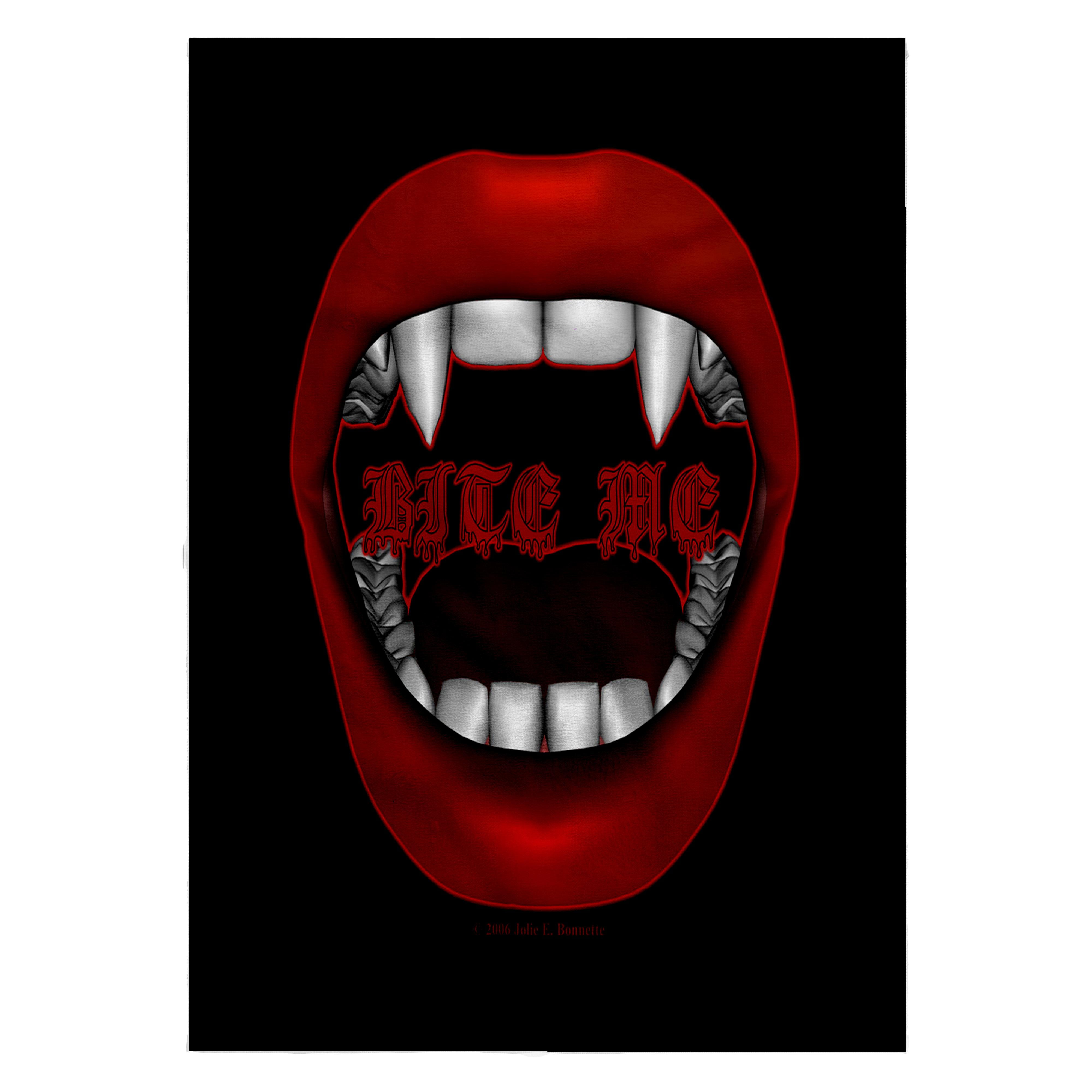 3dRose, Bite Me Vampire Goth Fangs Mouth Design on dark background, 22x30 Bath Hand Pool Towel ...