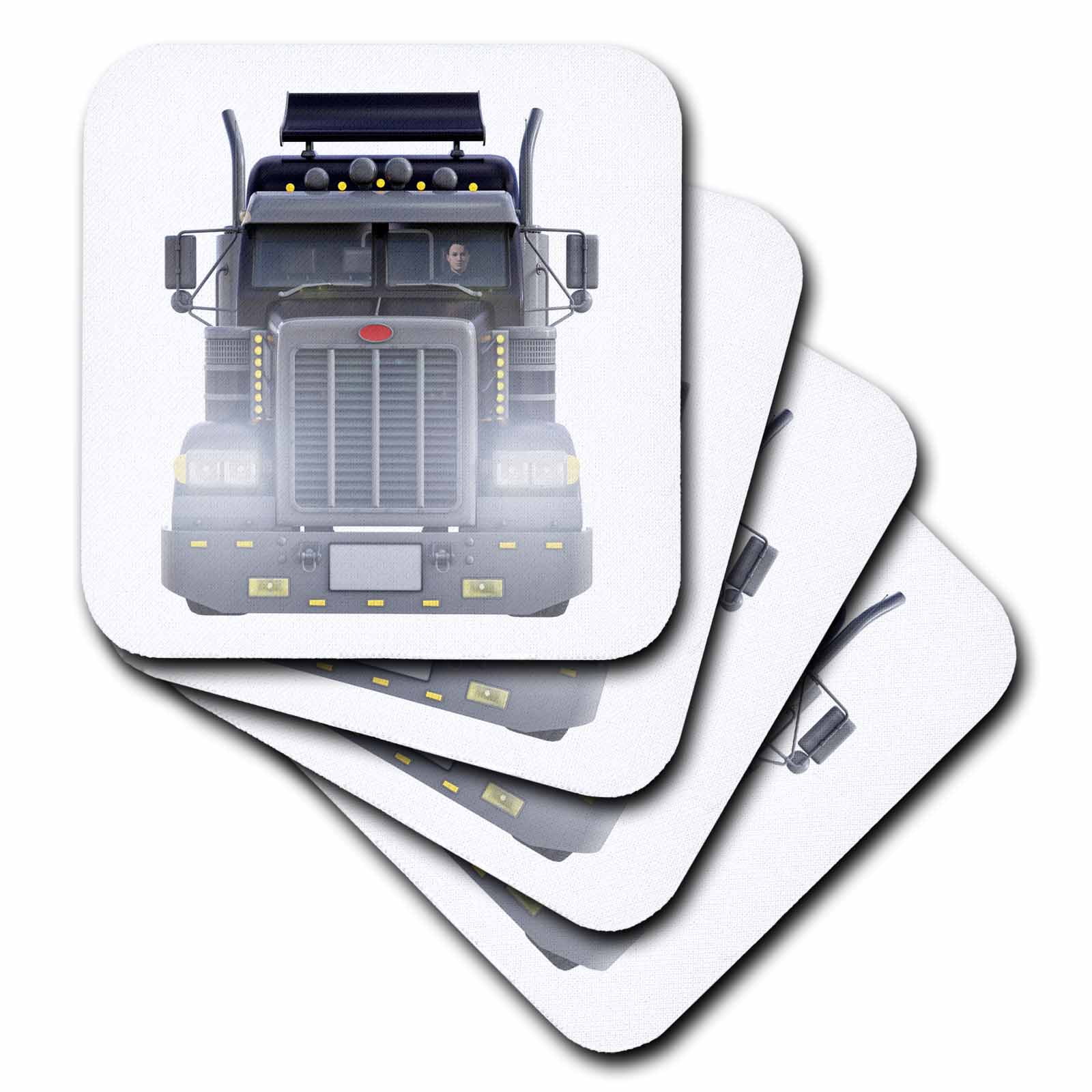 3dRose Black Semi Truck from the Front with Full Lights On - Soft ...