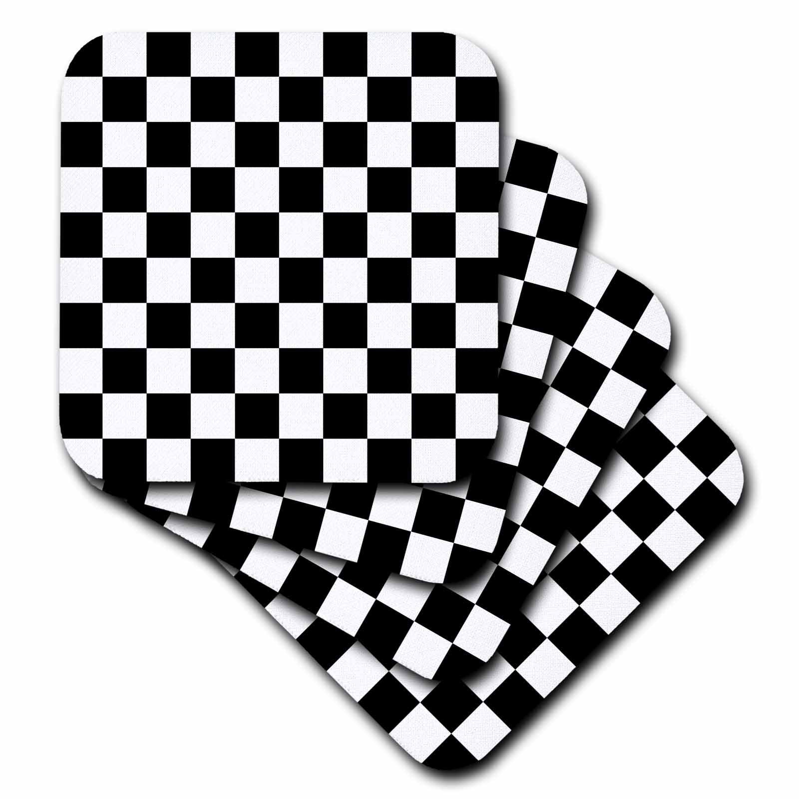 3dRose Black and White Checkerboard Pattern, Soft Coasters, set of 4 ...
