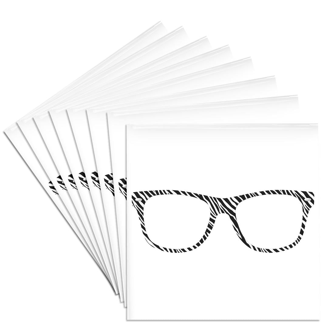 3dRose, Black and White Zebra Print Eye Glasses Illustration, Set of 8 ...
