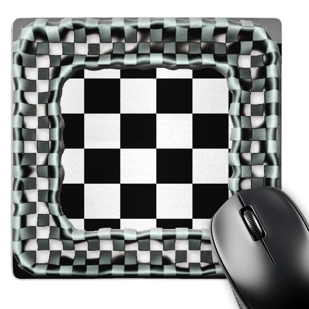 3dRose, Black and White checkered pattern with checkered frame ...
