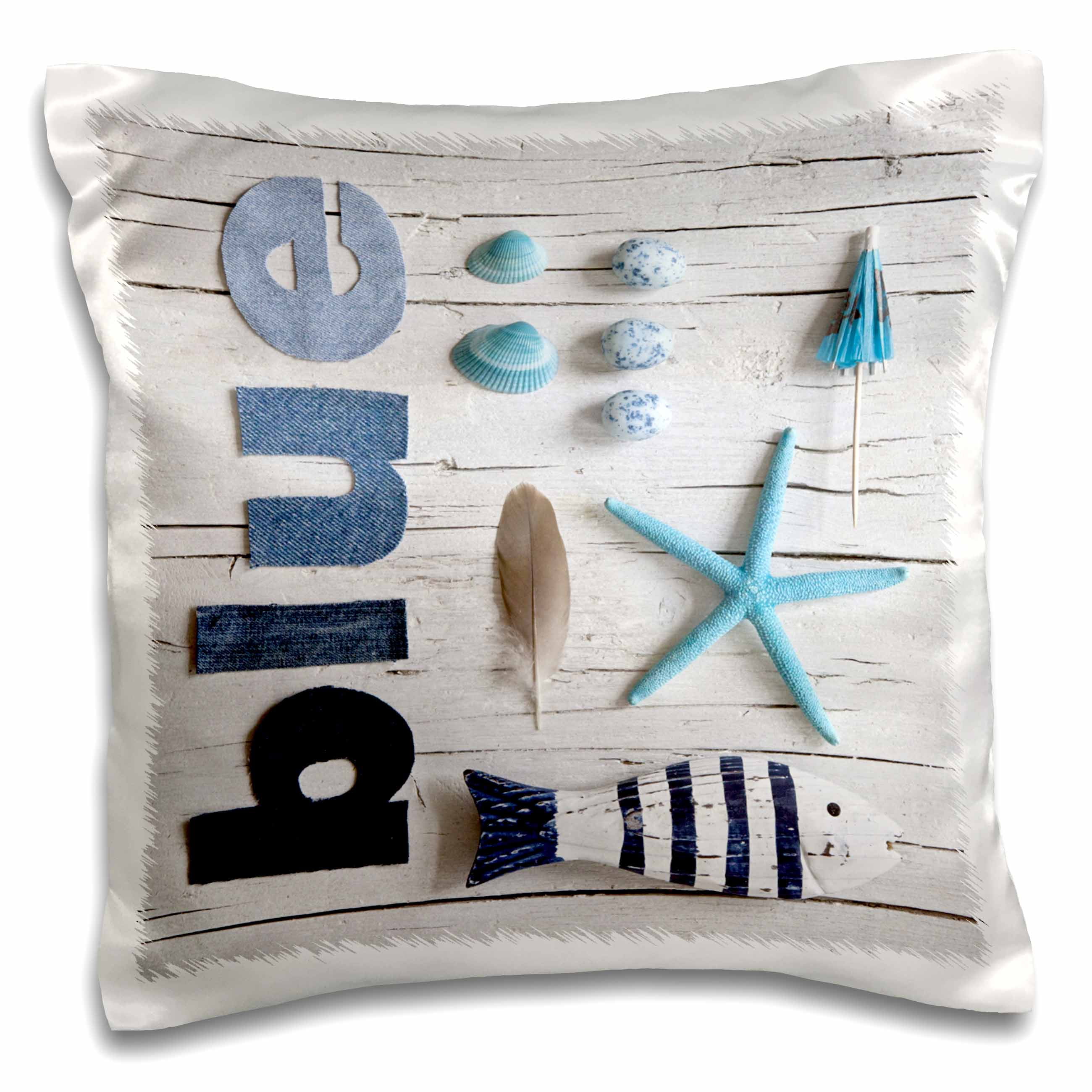 3dRose, Blue items collage still life, 16x16 inch Pillow Case - Walmart.com