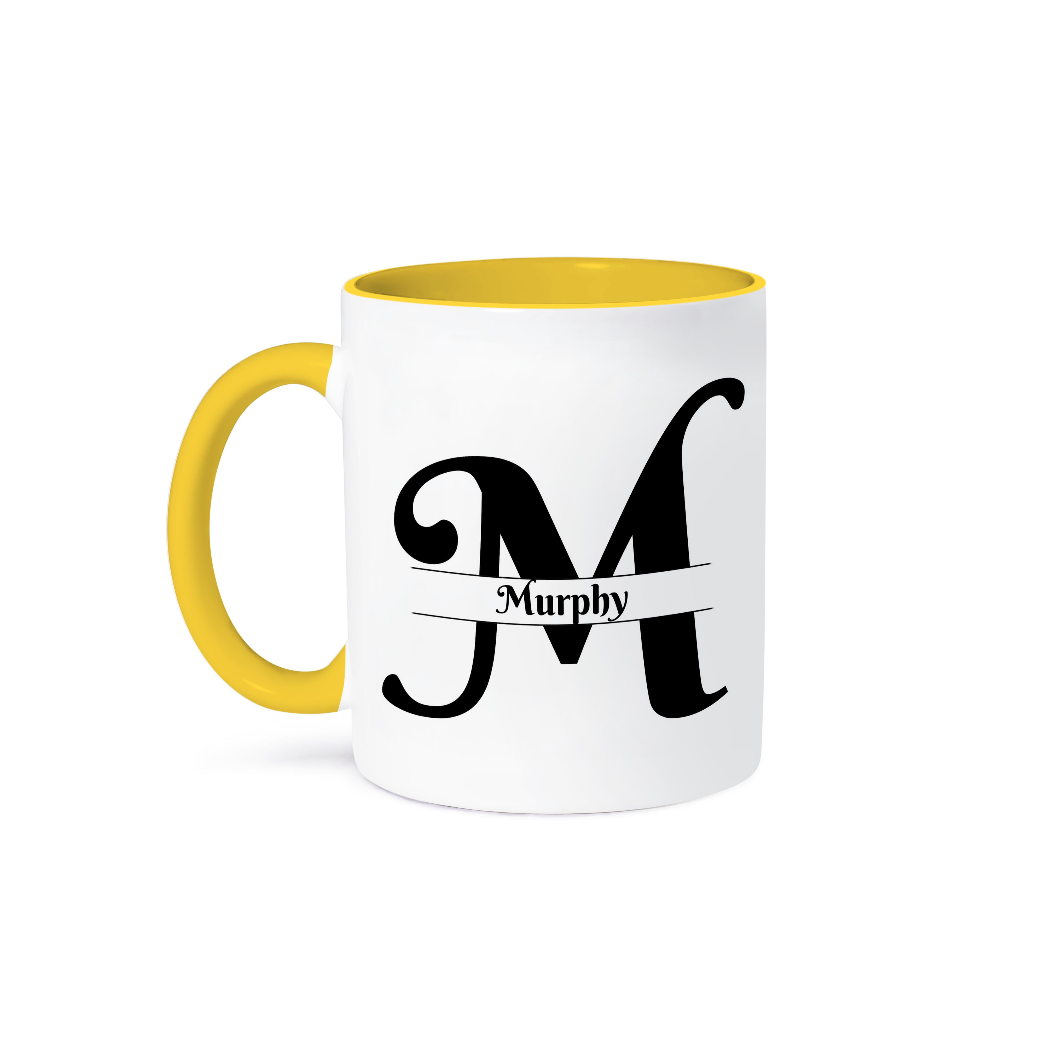 Bold Script Monogram M - Murphy, 15oz Two-Tone Yellow Mug - Walmart.com