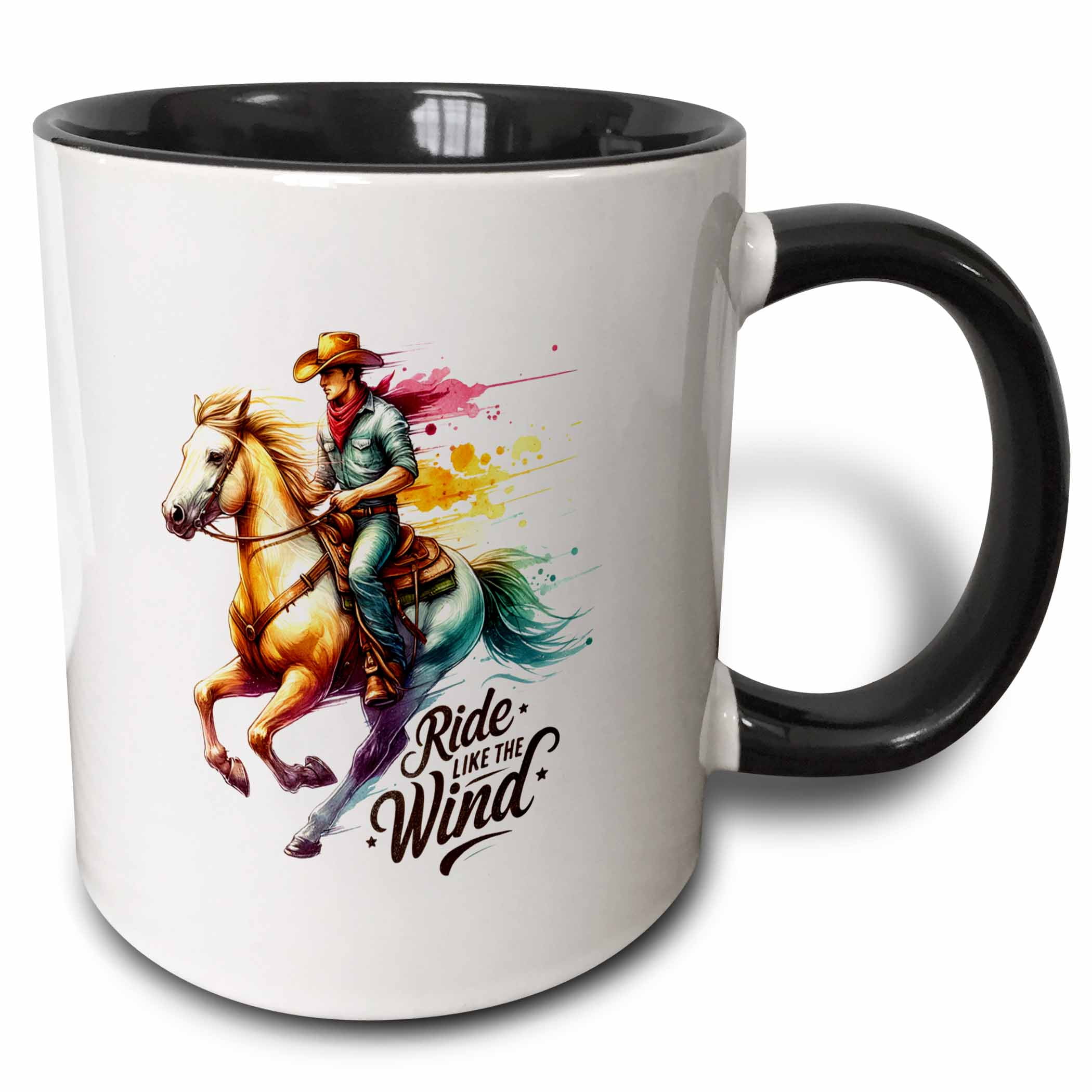 3drose, Brave Cowboy Rides His Horse. Ride Like the Wind Text. Western ...