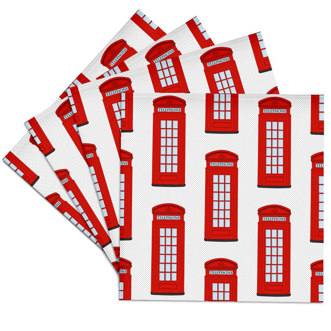 3dRose, British Red Telephone Box Illustration Pattern, Set of 4 ...