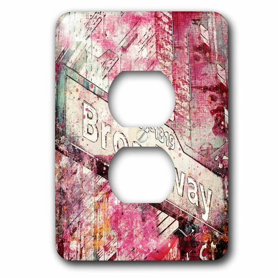 3dRose, Broadway Street Sign Watercolor Illustration Pink, 2 plug ...