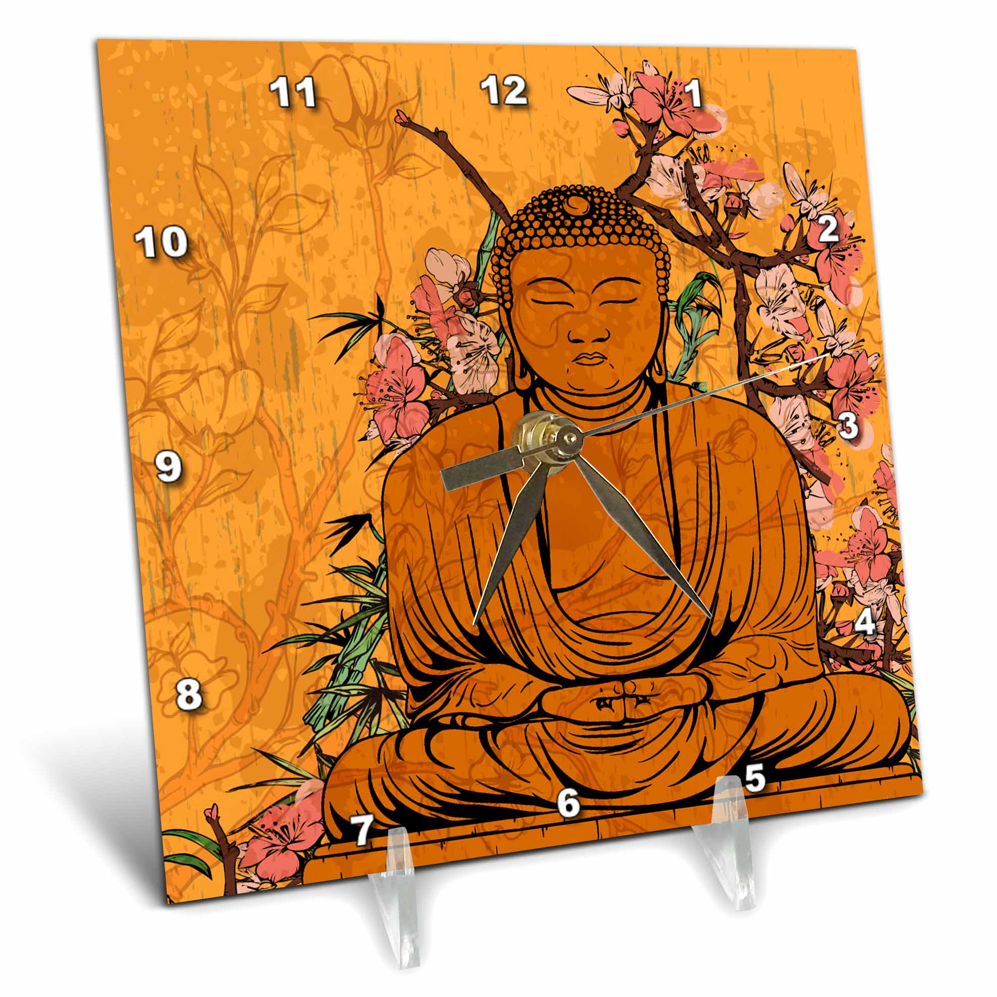 3dRose Buddha Statue With Lovely Pink Japanese Sakura Blossom Flowers ...