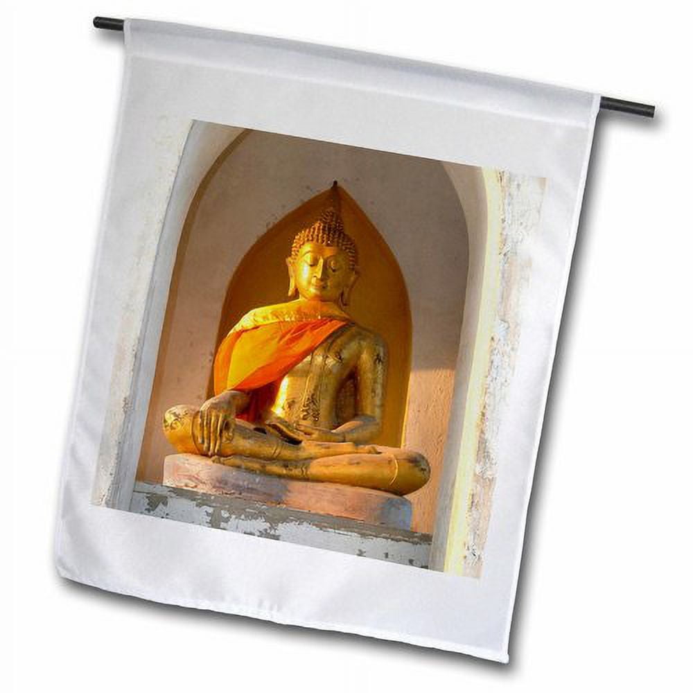 3dRose Buddha Statue at Wat Na Phra Meru Polyester 2'3'' x 1'6'' Garden ...