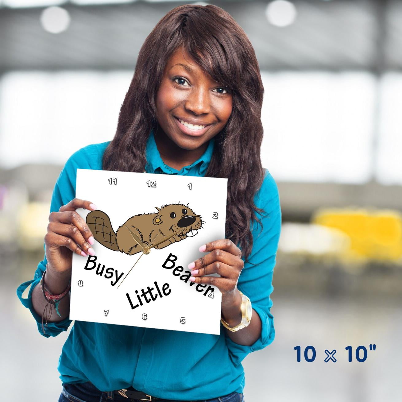 3dRose, Busy little beaver, 10x10 Wall Clock - Walmart.com