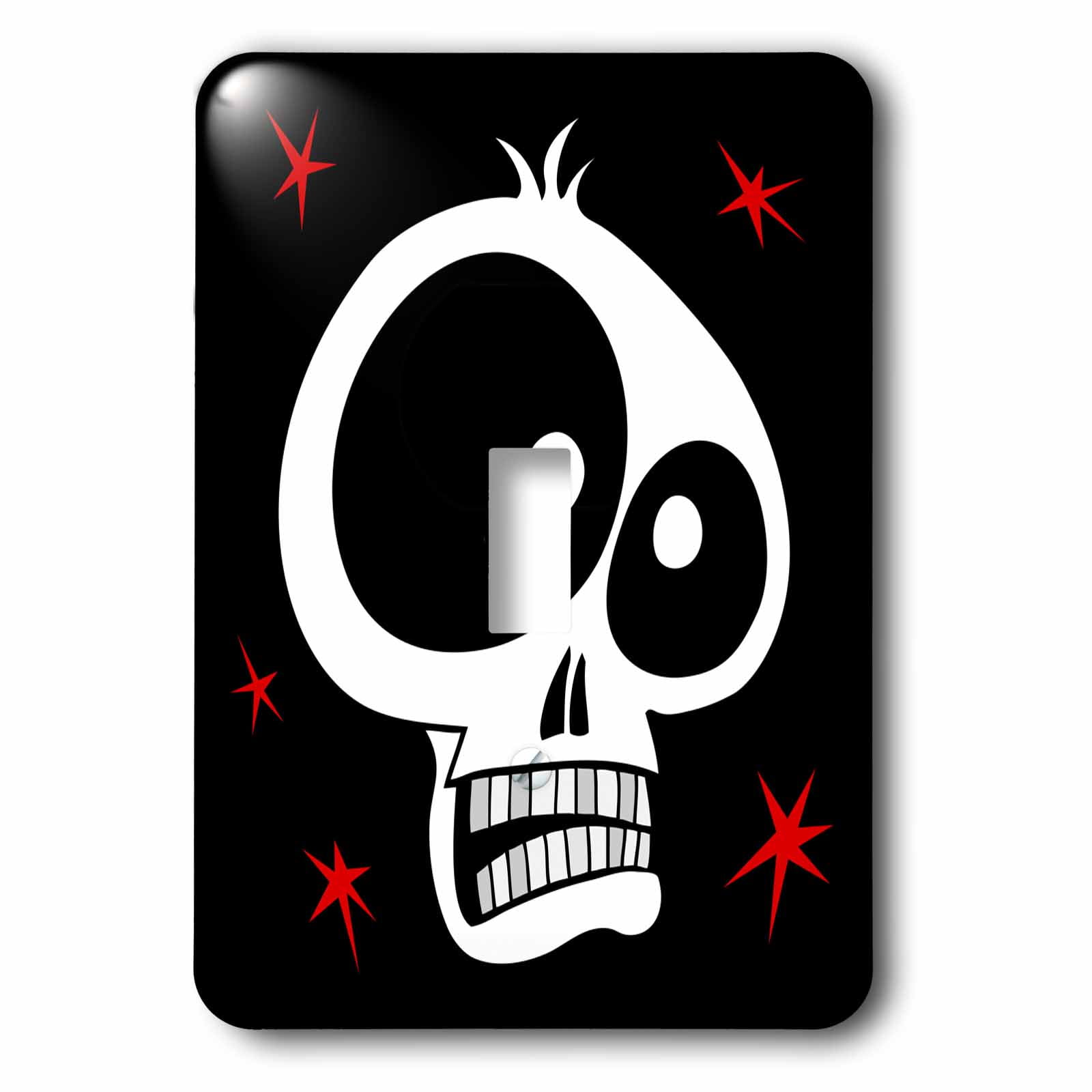 3dRose, CARTOON SKULL toon skull 3 on black, single toggle switch ...