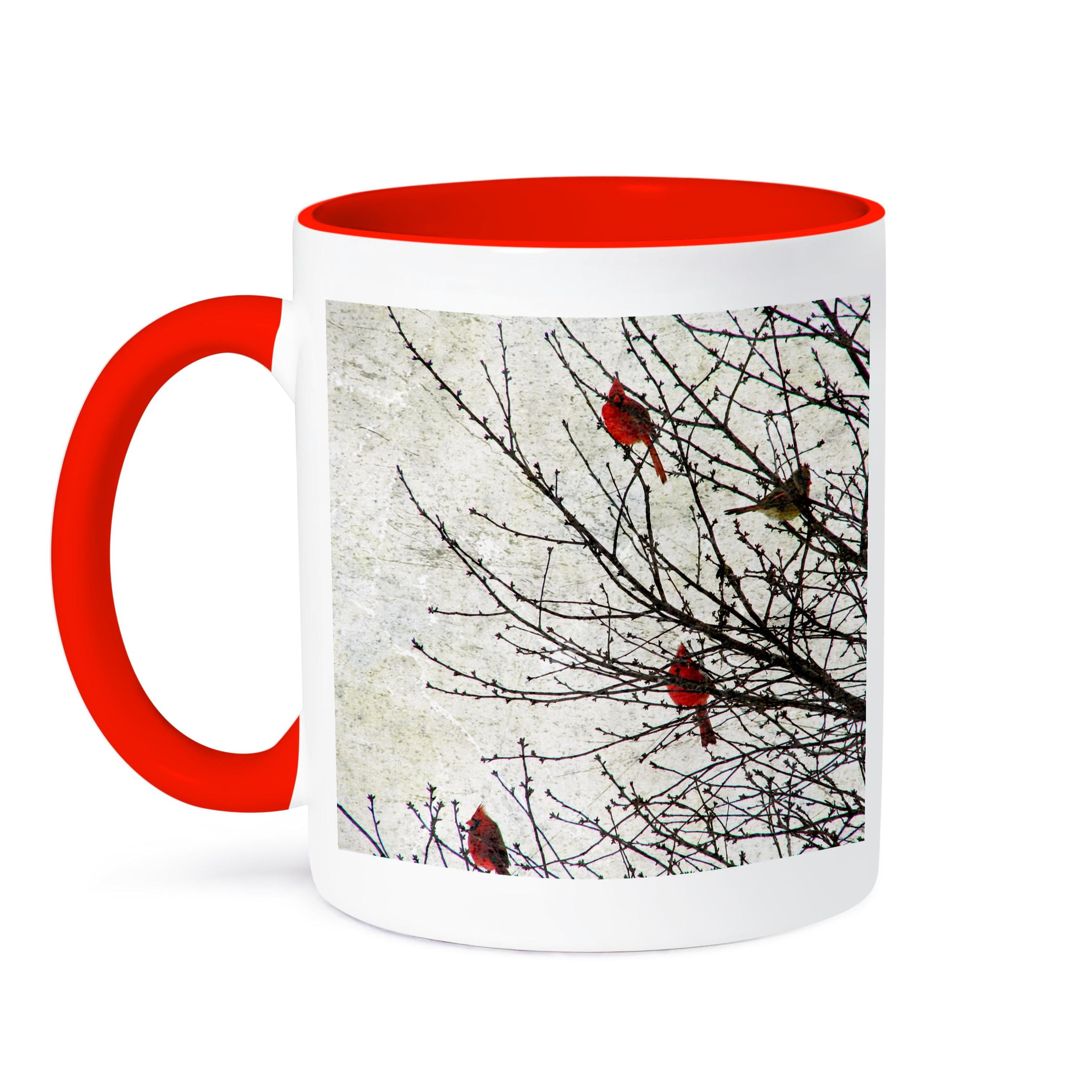3dRose, Cardinals Photographed by Angelandspot, 15oz Two-Tone Red Mug ...