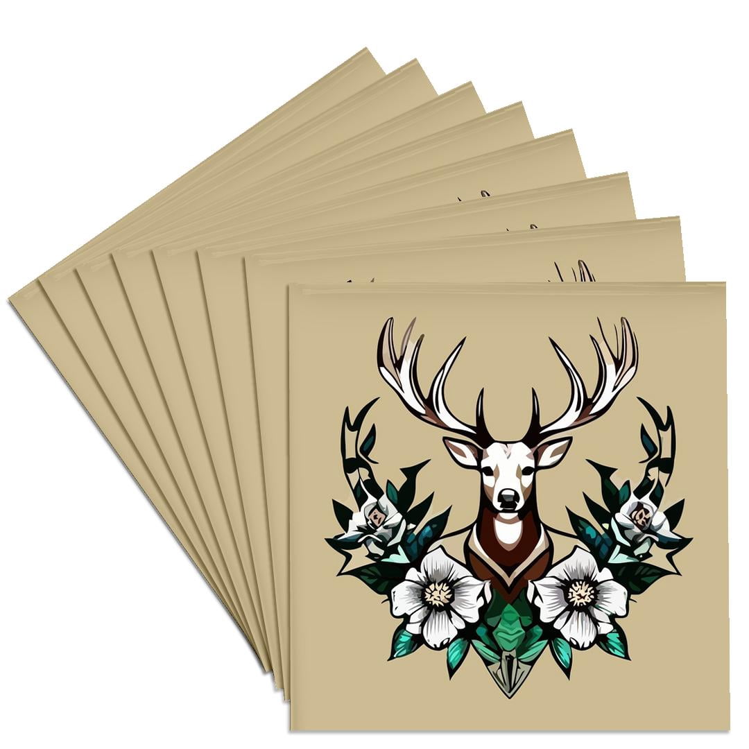 3drose, Cartoon Art of a Deer with Georgia Rose, Set of 8 Ceramic Tile ...