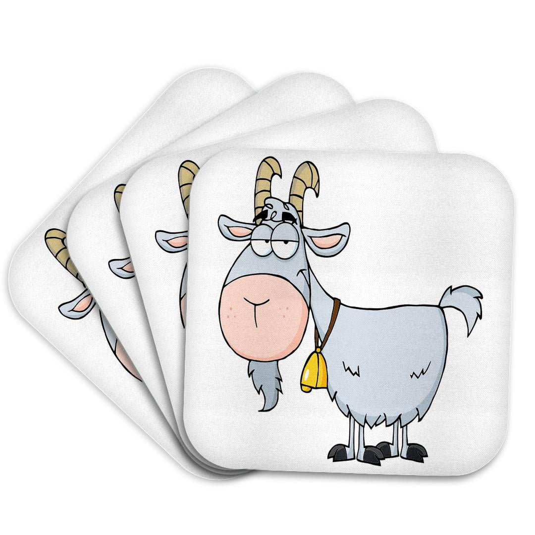 3dRose, Cartoon Billy Goat Funny Animal Cartoon, set of 4 Coasters ...