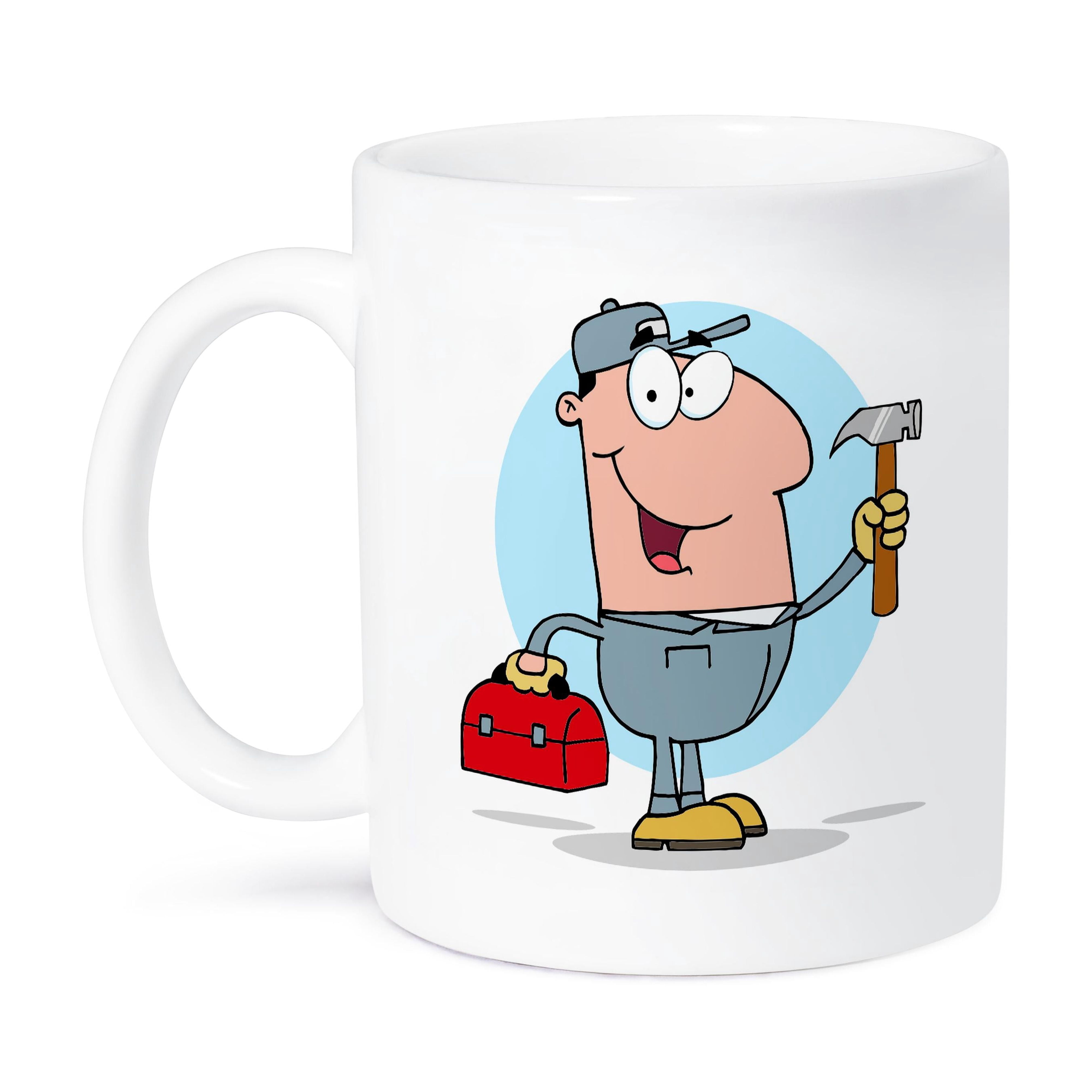 3dRose, Cartoon Handyman Construction Worker Character, 11oz Mug ...