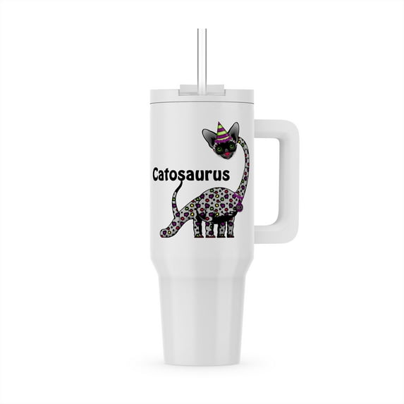 Catasaurus Rex Kids Birthday With Colorful Spots And Cat Face, 40oz ...