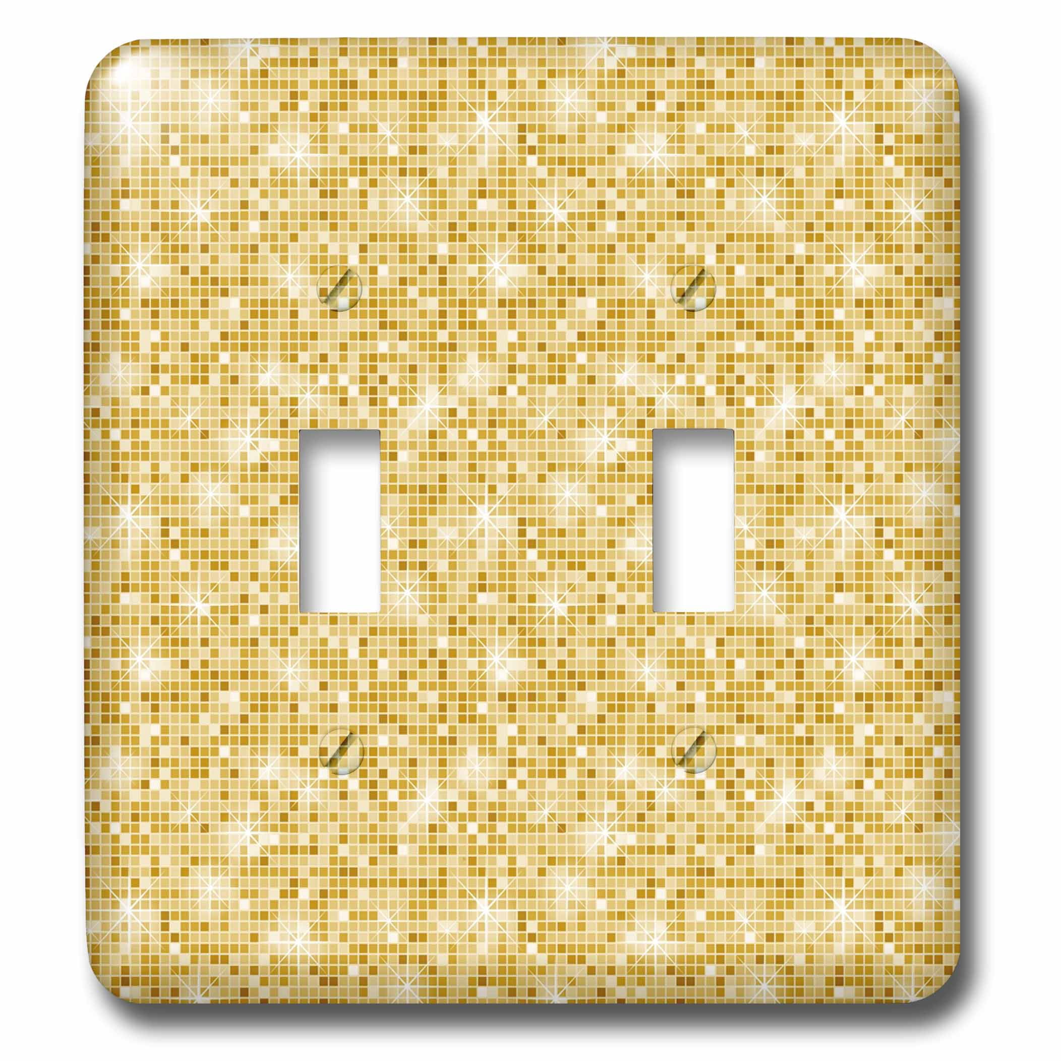 3dRose, Chic Gold Abstract Sparkling Squares, double toggle switch ...