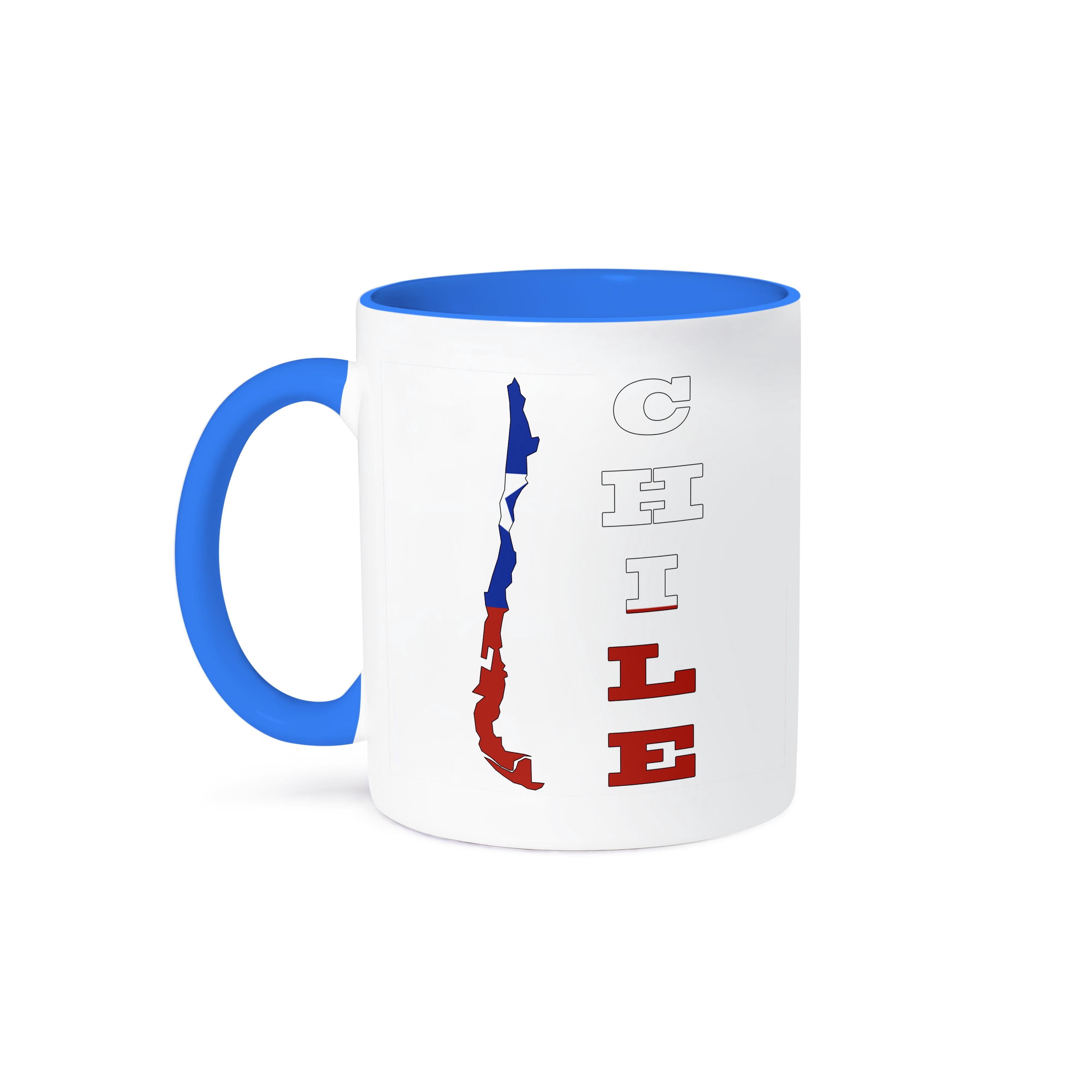 3dRose, Chilean flag in the map and letters of Chile, 11oz Two-Tone ...