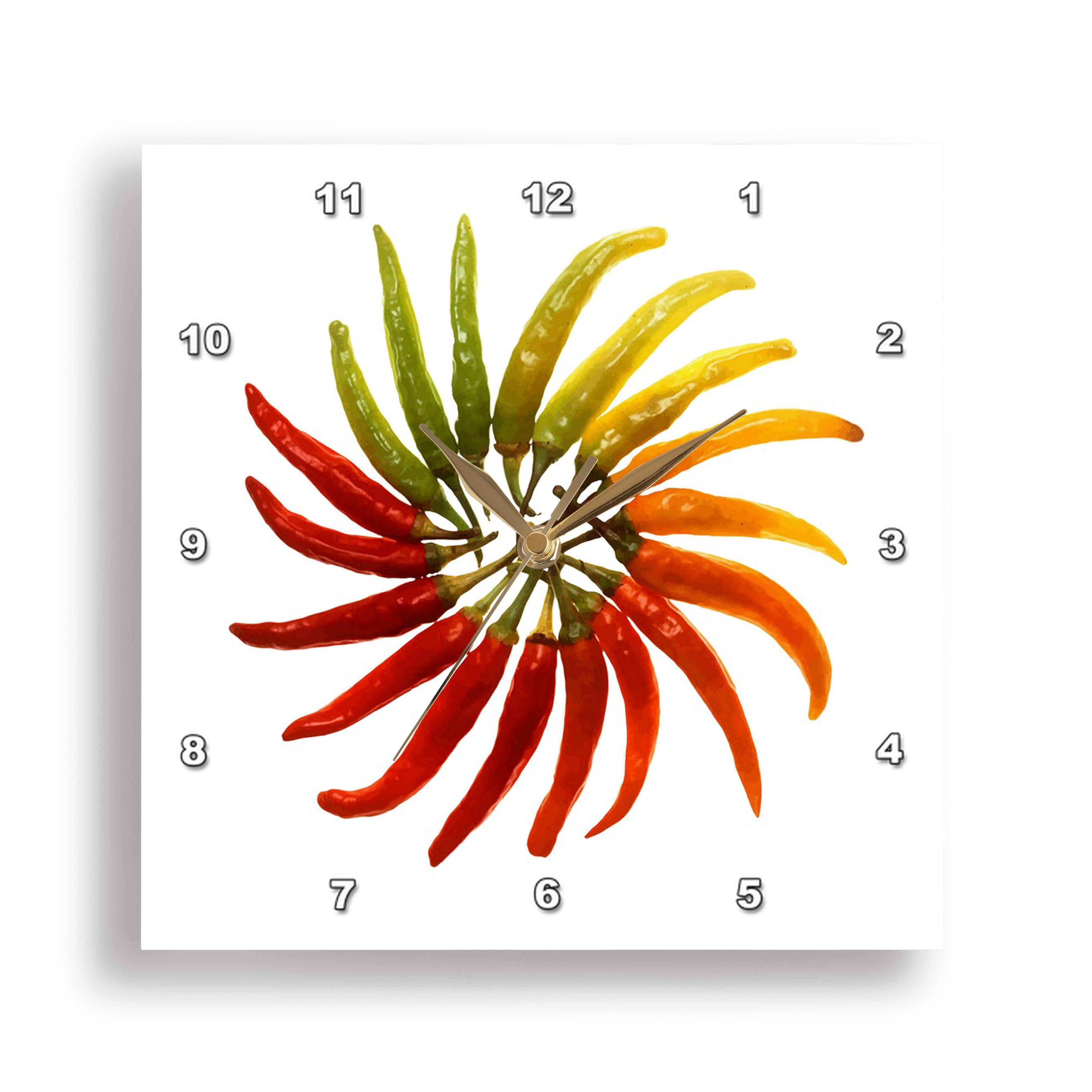 3dRose, Chili Color Wheel Vector for Chili Lovers, 15x15 Wall Clock ...