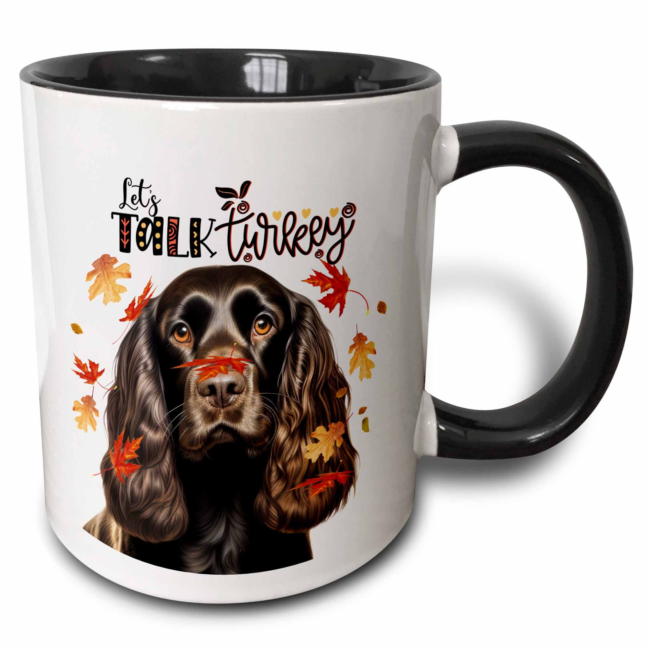 3drose, Chocolate Brown Cocker Spaniel Dog with Autumn Leaves ...