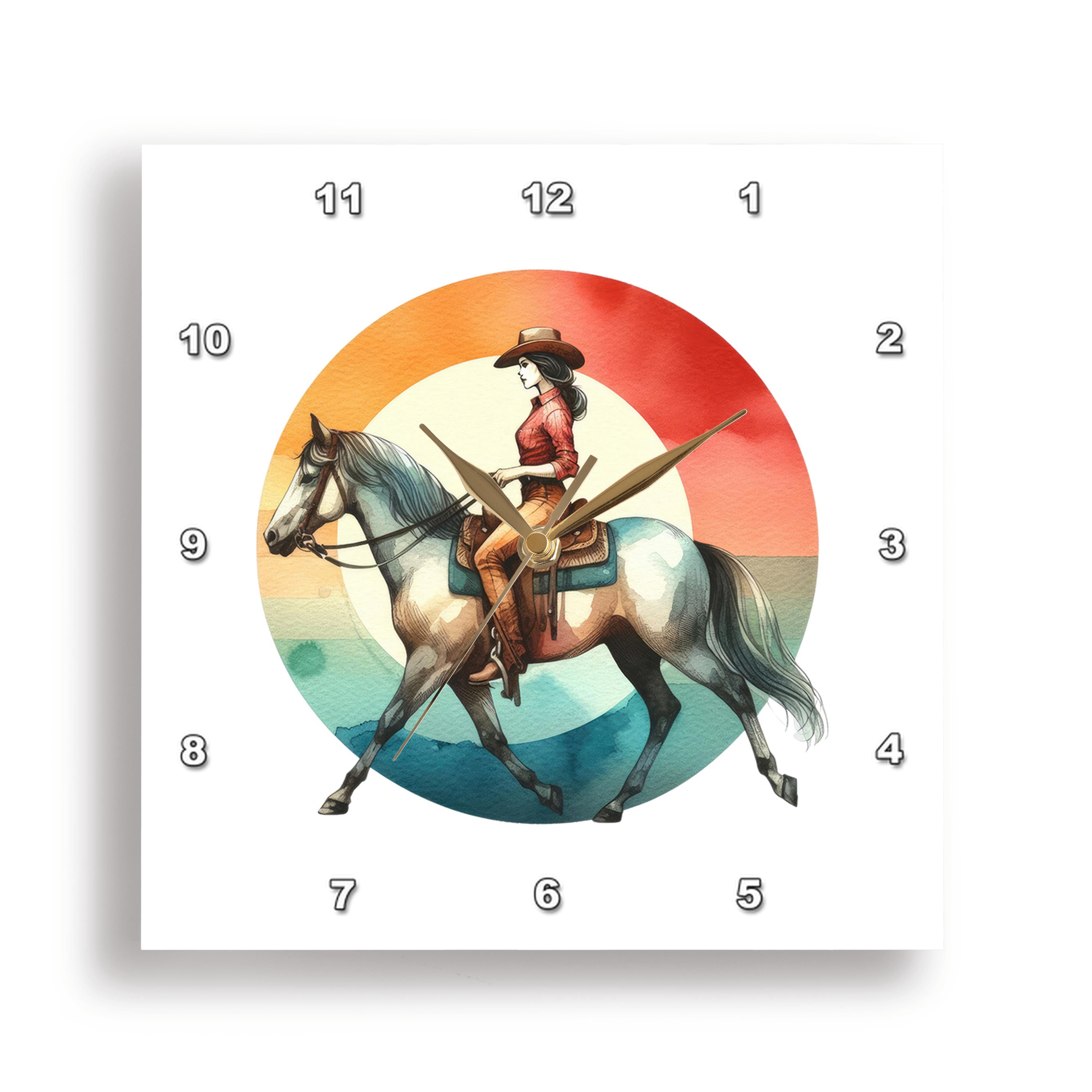 3dRose, Classy cowgirl rides her white horse. Decorative artsy western ...