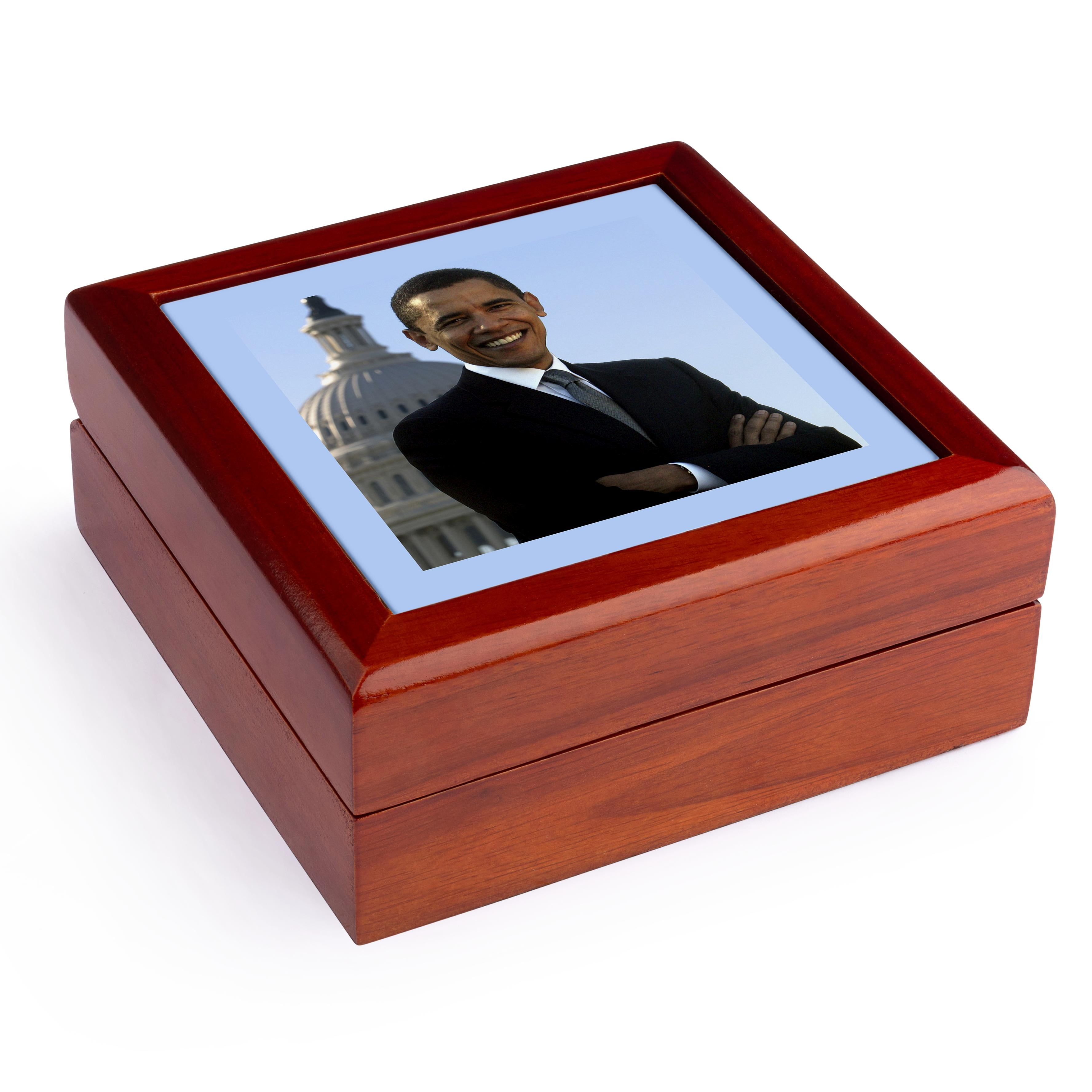 3dRose, Close Up Portrait Of Pres Obama Front Of Capital, Jewelry Box 5 ...