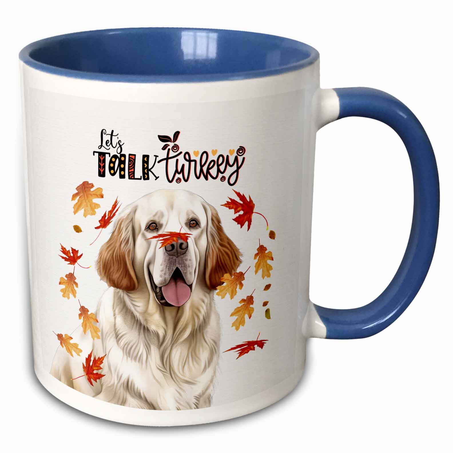 3drose, Clumber Spaniel Funny Thanksgiving Dog with Maple Leaves, 11oz ...