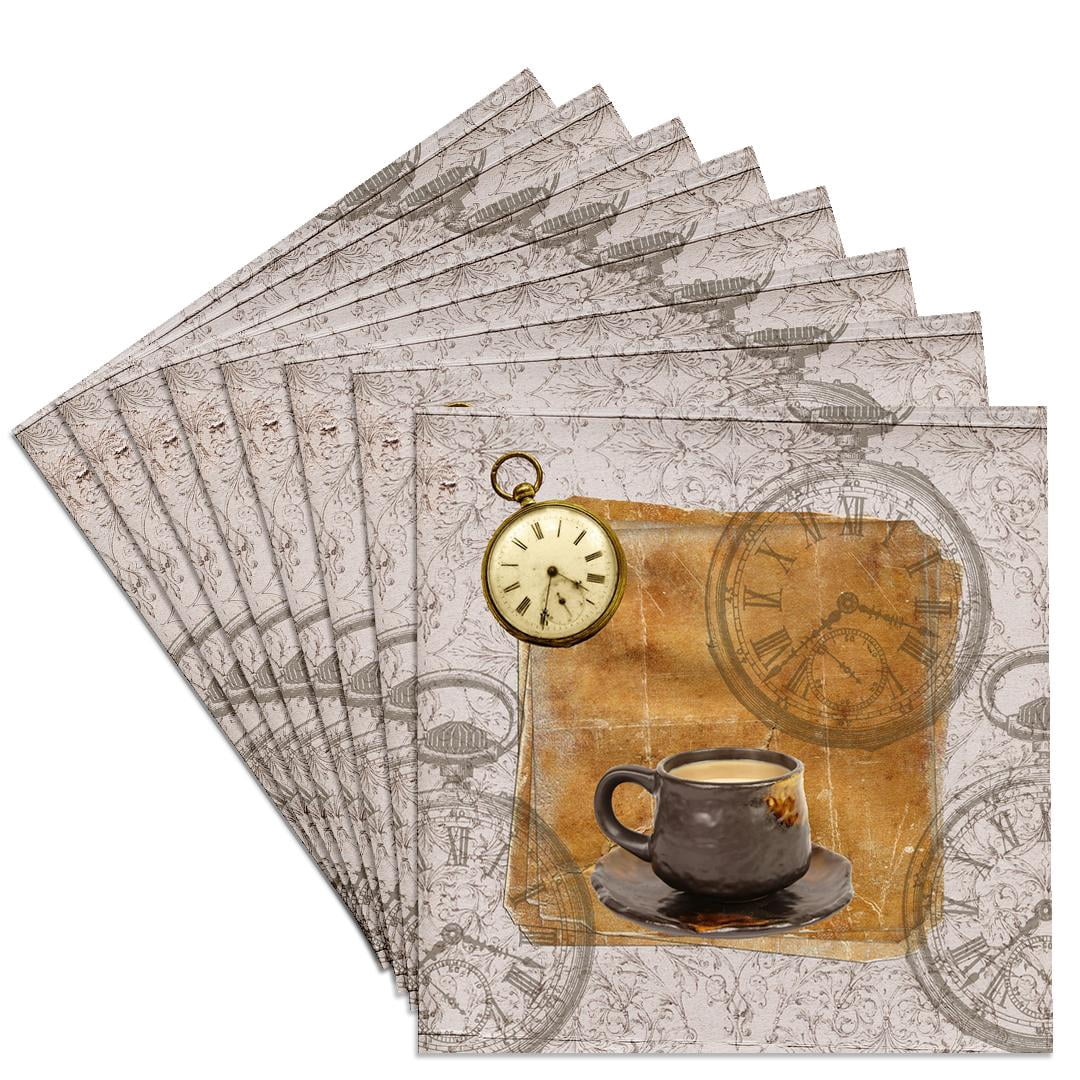 3dRose, Coffee Time Coffee Cup with Stop Watches Vintage, Set of 8 ...