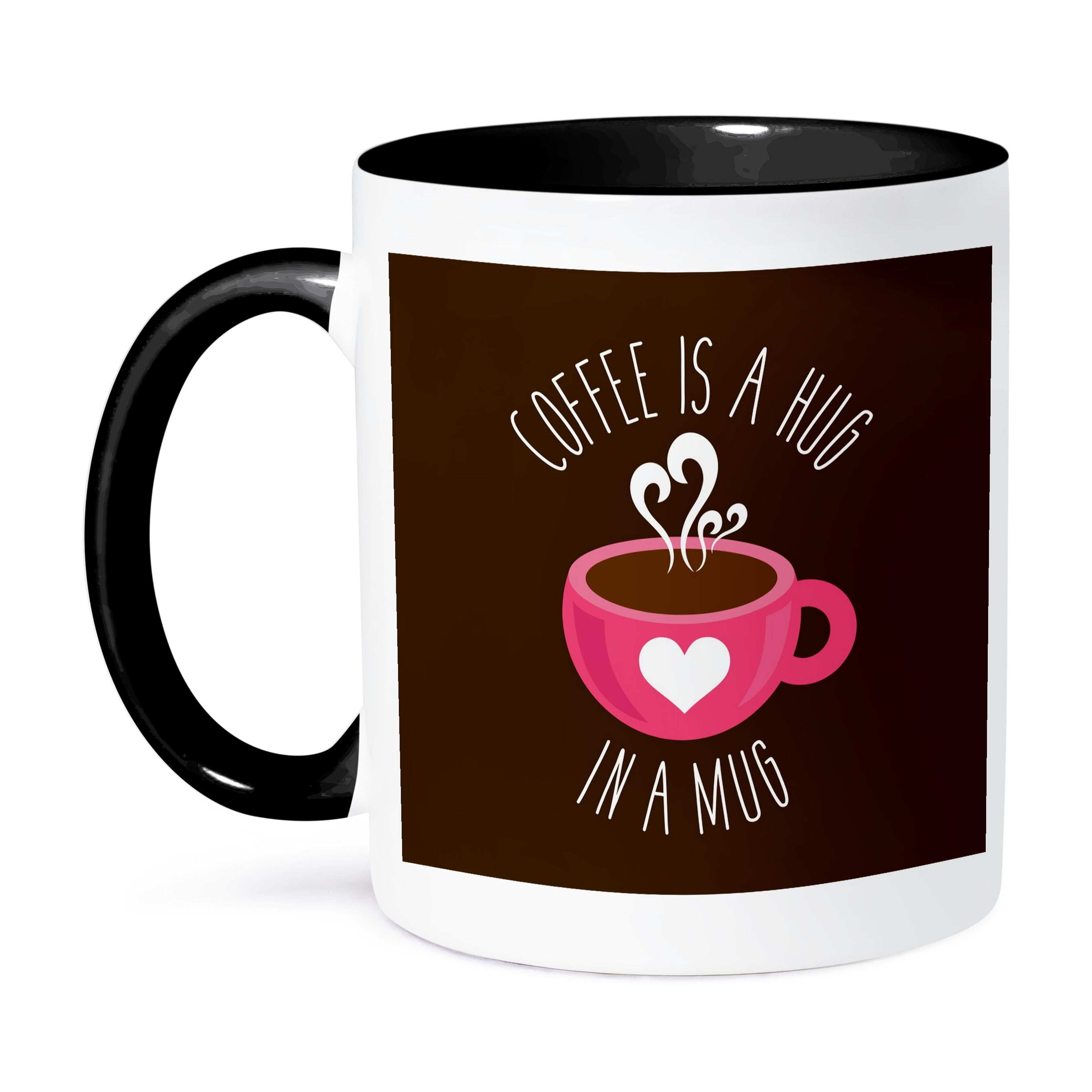 3dRose, Coffee is a hug in a mug - Dedicated to all coffee lovers, 15oz Two-Tone Black Mug ...