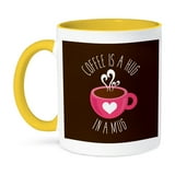 3dRose, Coffee is a hug in a mug - Dedicated to all coffee lovers, 15oz Two-Tone Yellow Mug ...
