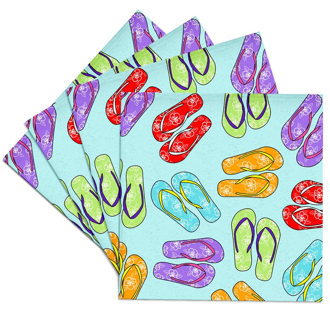 3drose, Colorful Flip Flop Print - Blue Background, Set of 4 Ceramic ...