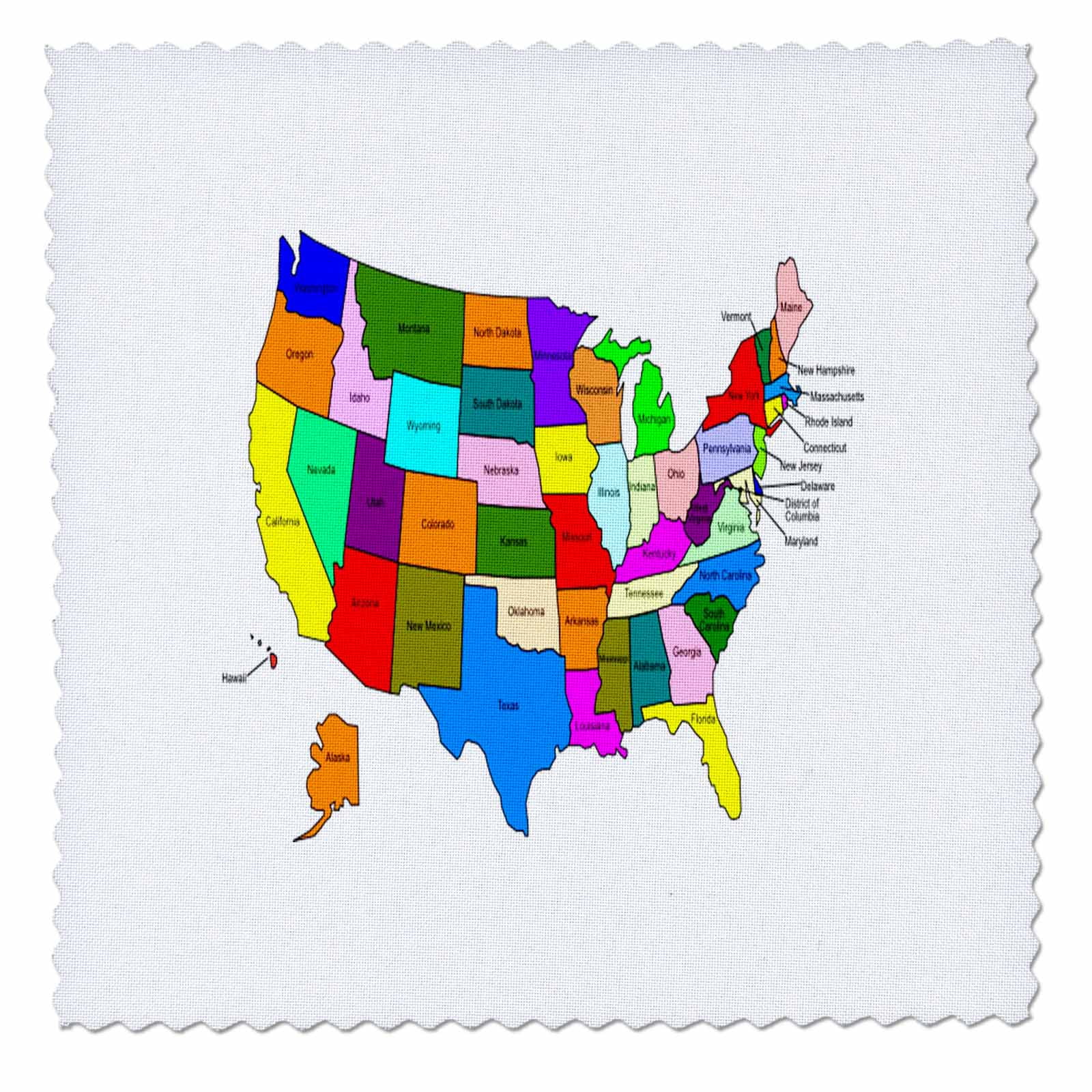 3dRose Colorful Map Of The United States For Kids - Quilt Square, 12 by ...