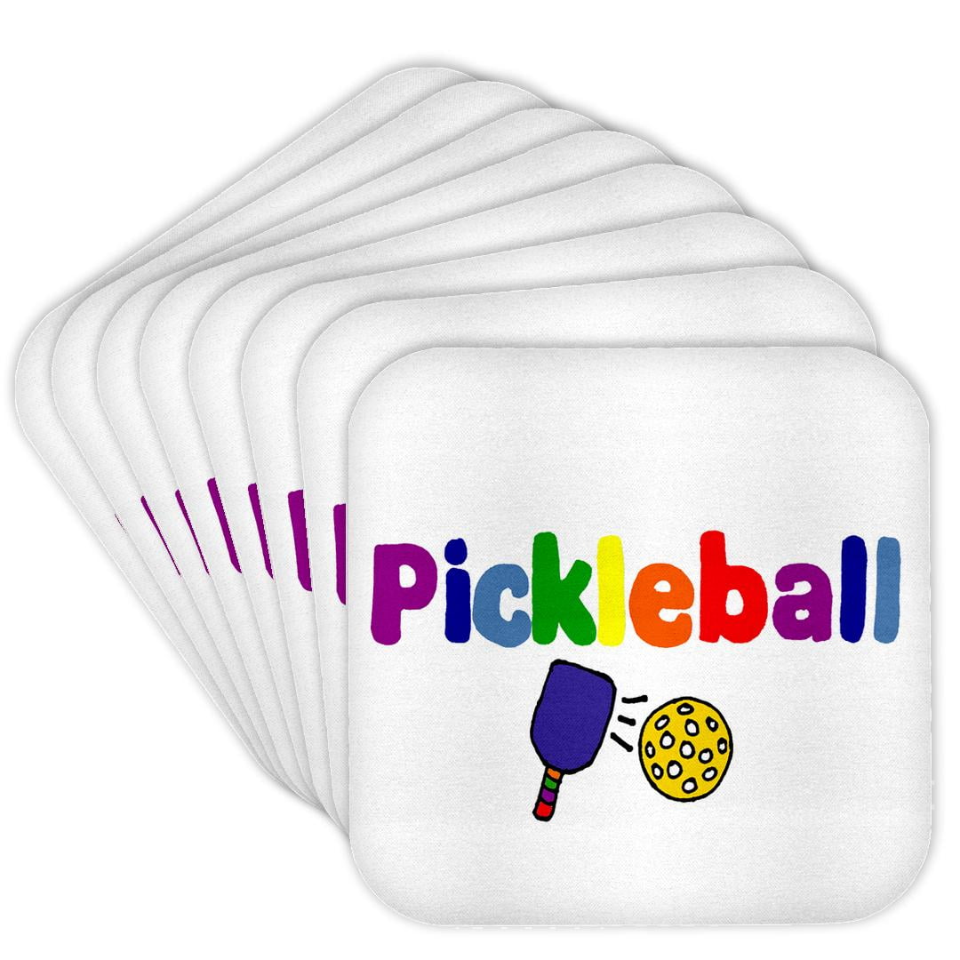 3dRose, Colorful Pickleball Letters and Paddles, Set of 8 Coasters ...