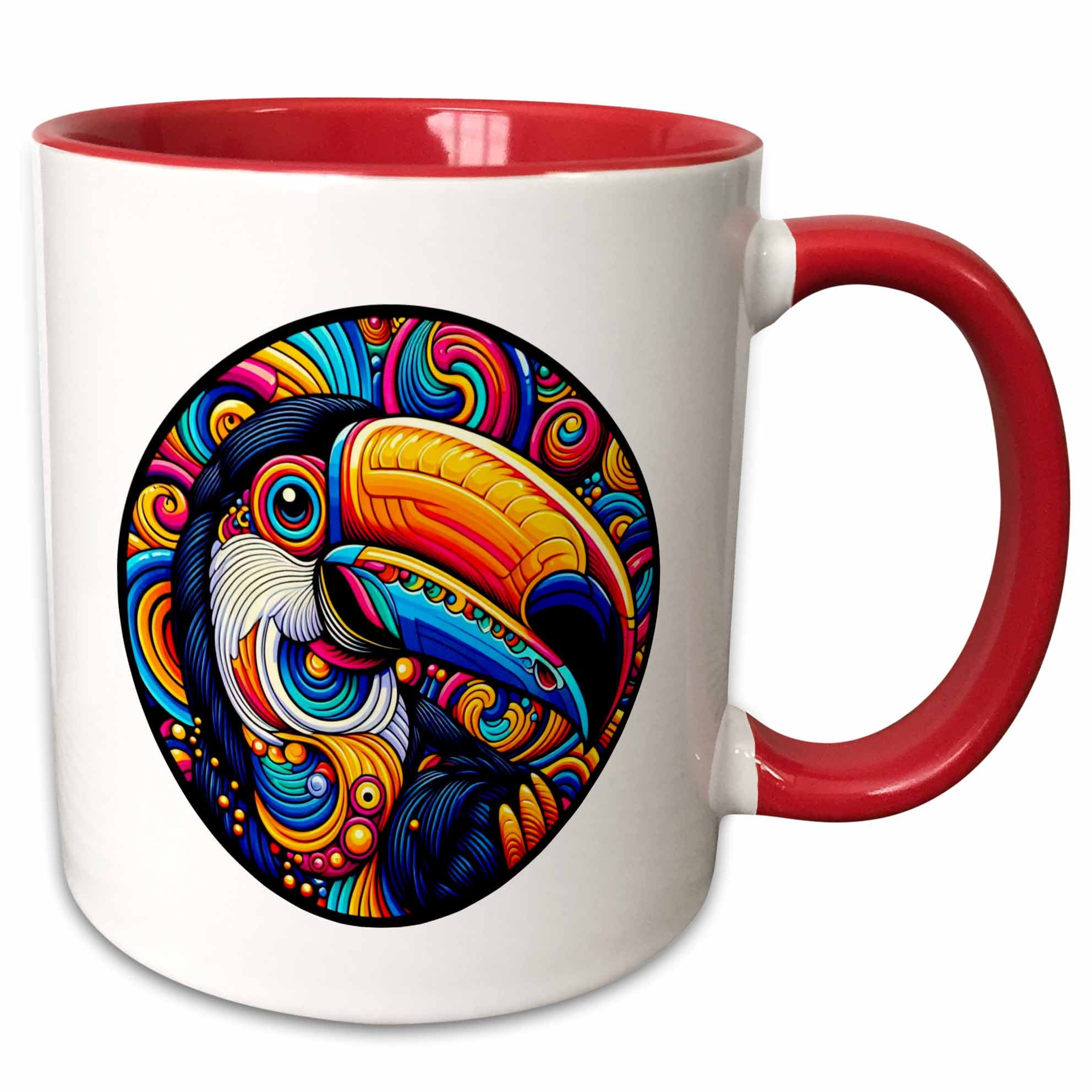 3drose, Colorful Pop Art of a Toucan, 11oz Two-tone Red Mug - Walmart.com