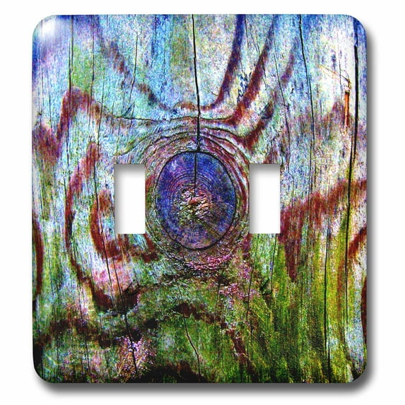 3dRose, Colorful Wood Grain Blue Brown Green, double toggle switch ...