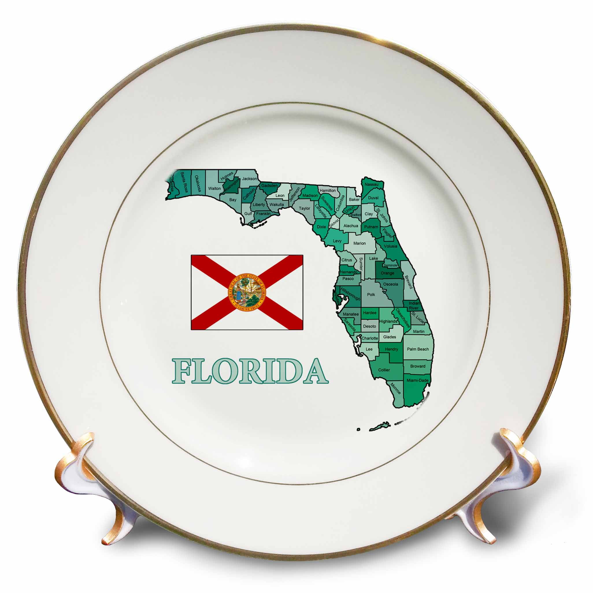 3dRose Colorful map and flag of Florida with all counties identified ...