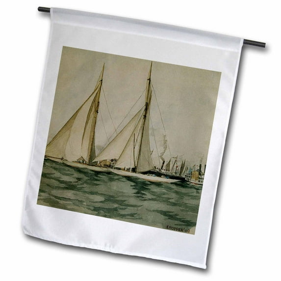 3dRose, Columbia and Shamrock, Americas Cup by Edward Hopper, 12 x 18 ...