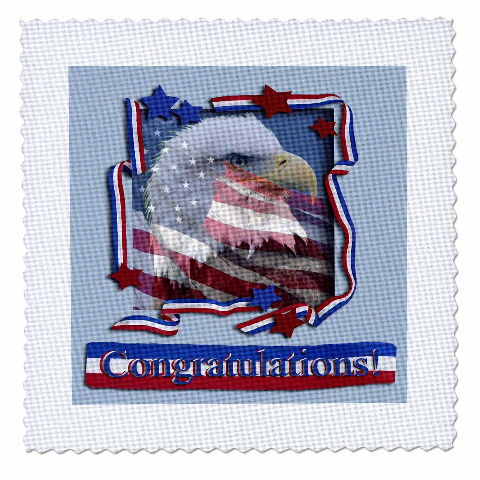 3dRose, Congratulations Patriotic Eagle, 10x10 inch quilt square ...