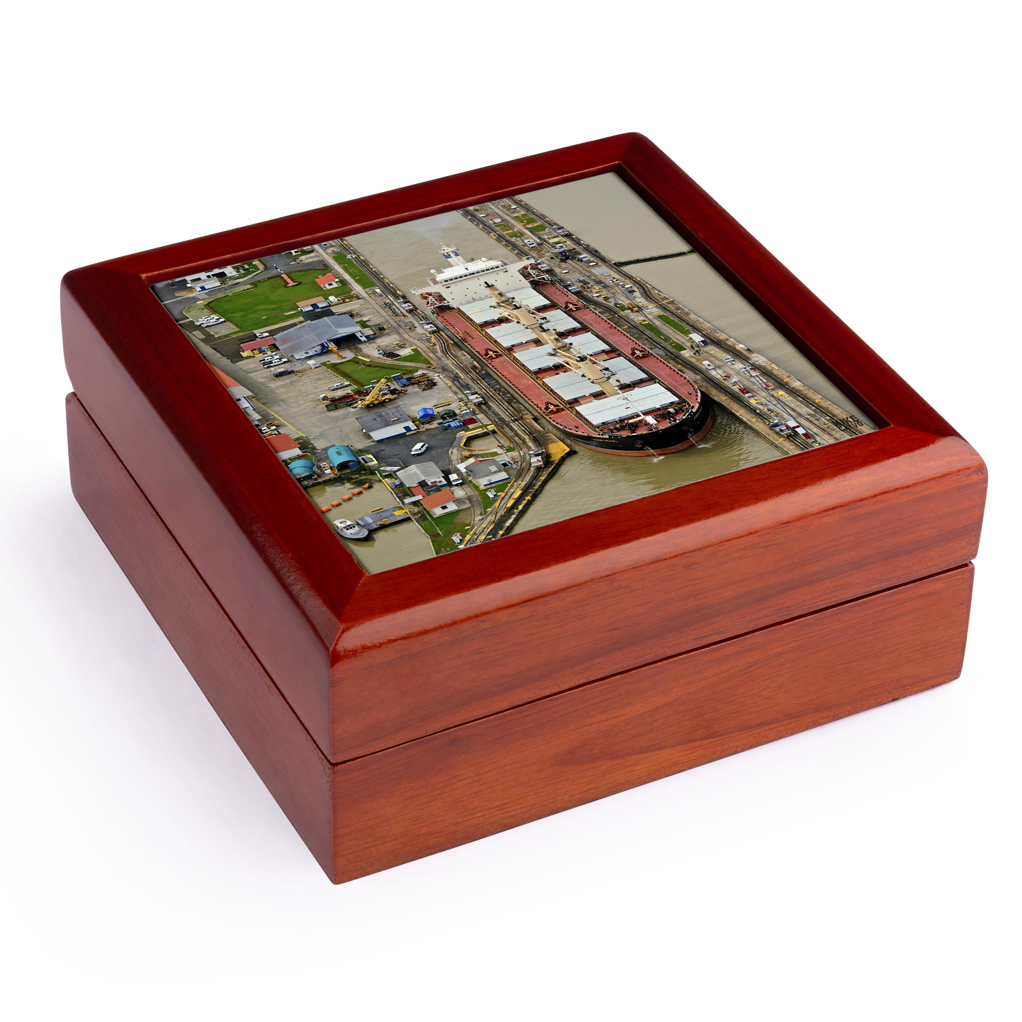 3dRose, Container ship Panama Canal, Jewelry Box 5.5x5.5 inch with 4 ...