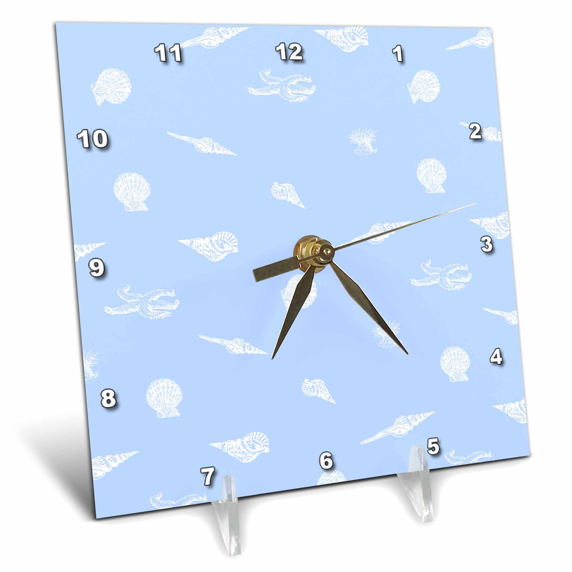 3dRose, Contemporary Nautical Baby Blue and White Seashell and starfish ...
