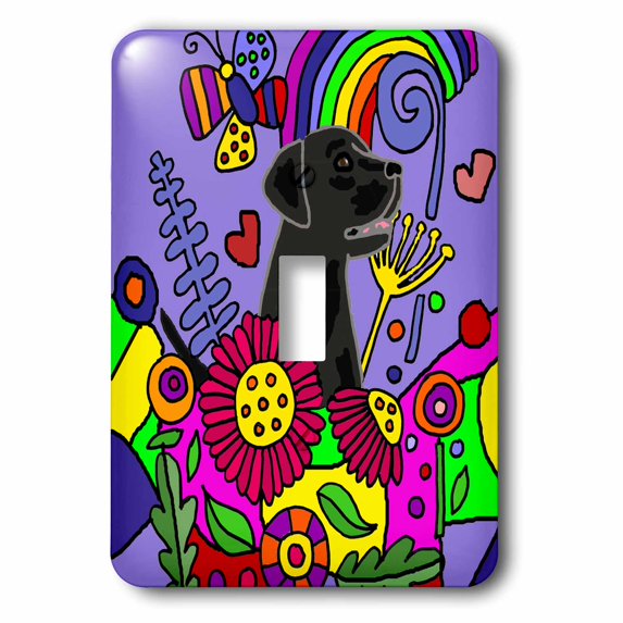 3dRose, Cool Funny Cute Black Labrador Retriever in Flower Garden ...