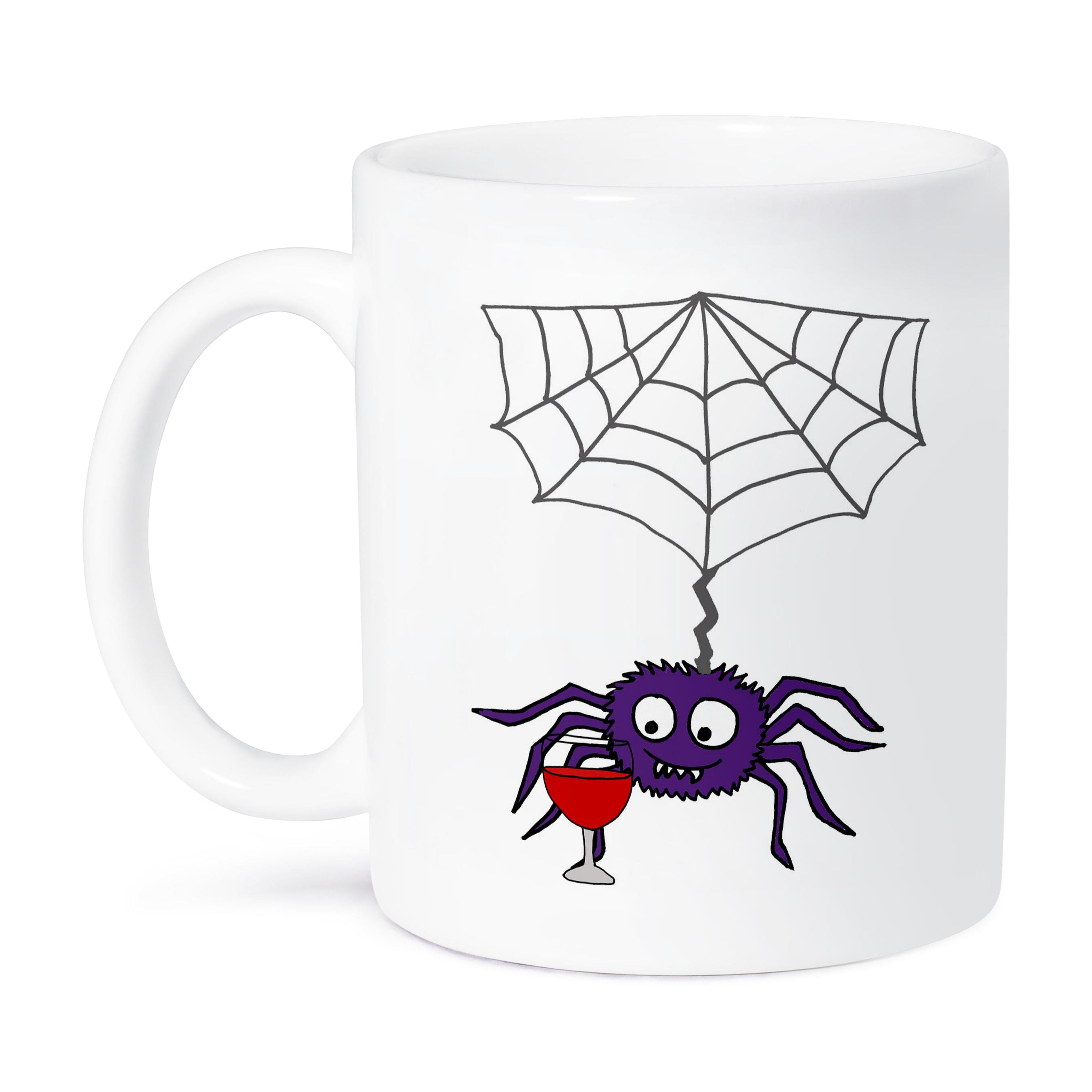 3dRose, Cool Funny Purple Spider Drinking Wine and Web Cartoon, 11oz ...