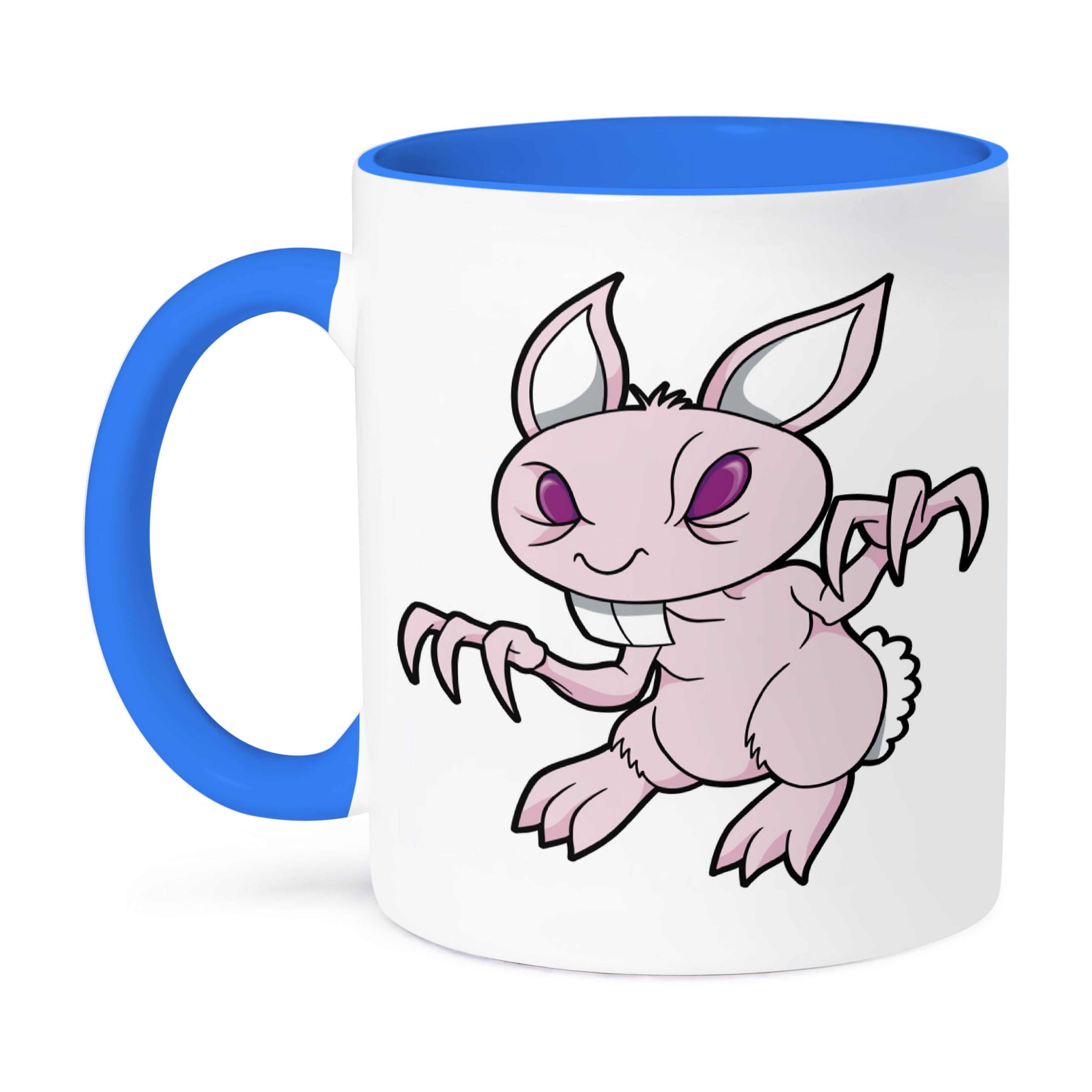 3dRose, Creepy Demon Bunny Monster Creature Cartoon, 11oz Two-Tone Blue ...