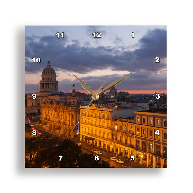 3dRose, Cuba, Havana. Twilight over the city with the capitol building ...