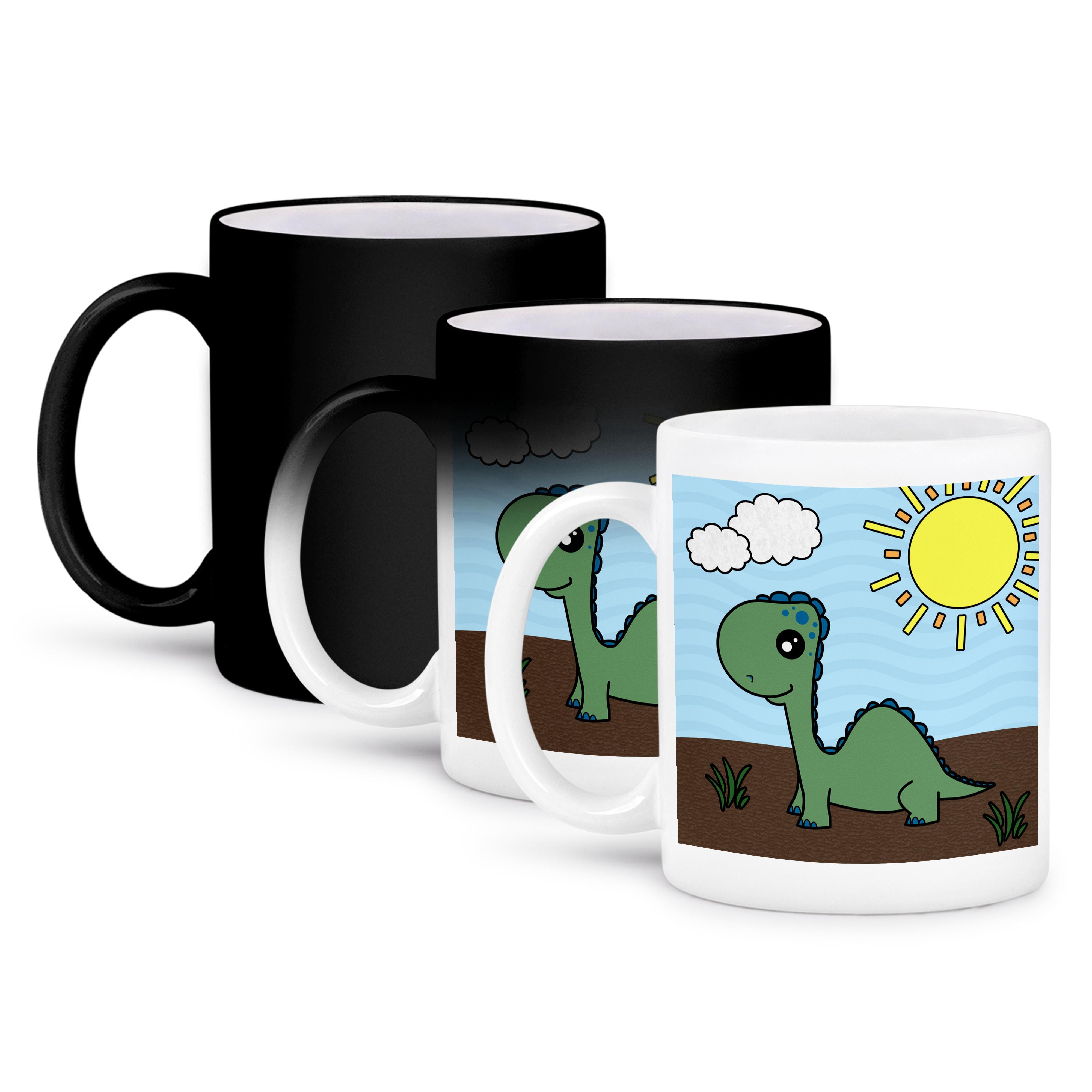 3dRose, Cute Baby Green Dinosaur Scene, 11oz Magic Transforming Mug ...