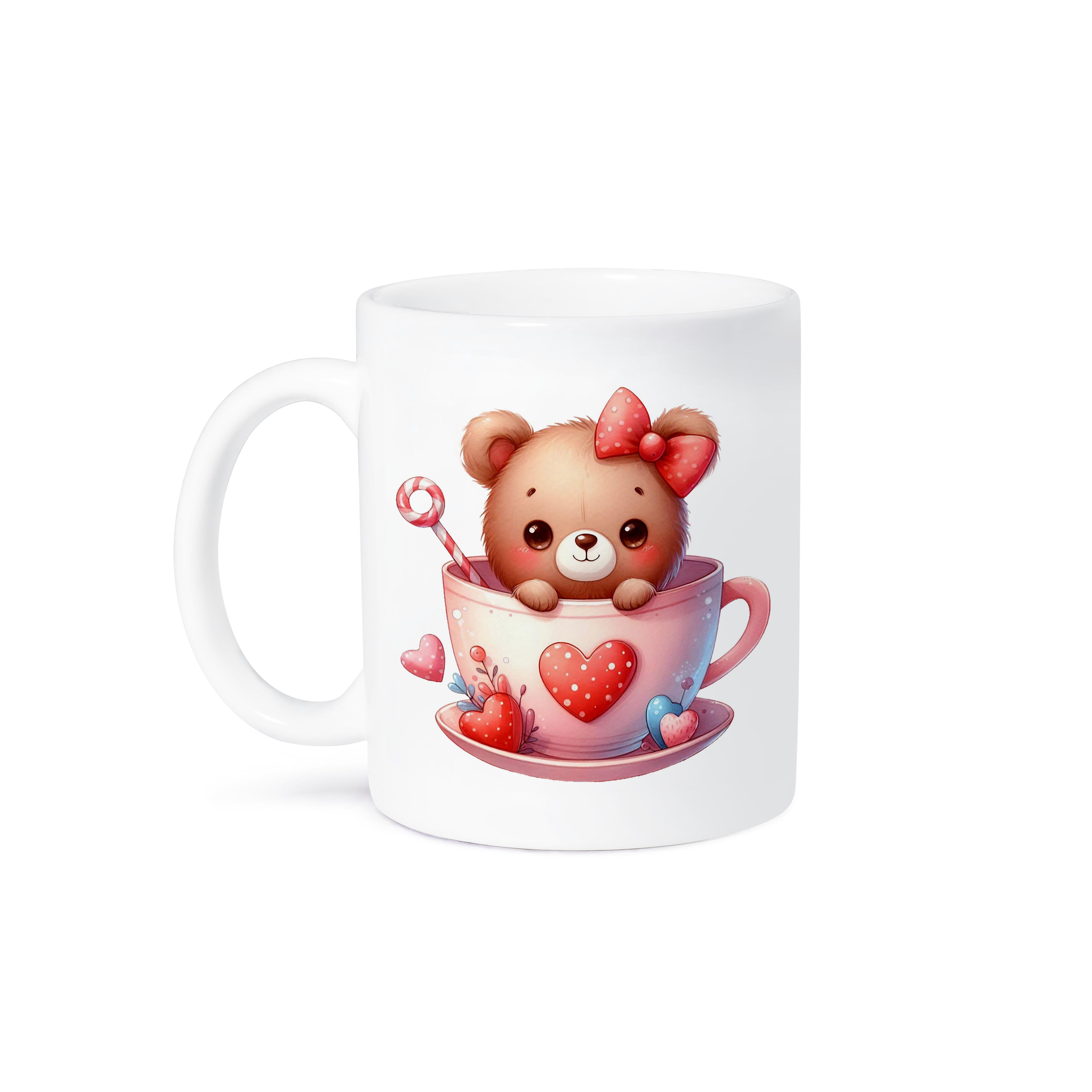 3dRose, Cute Bear In A Valentine Cup Illustration, 11oz Mug - Walmart.com