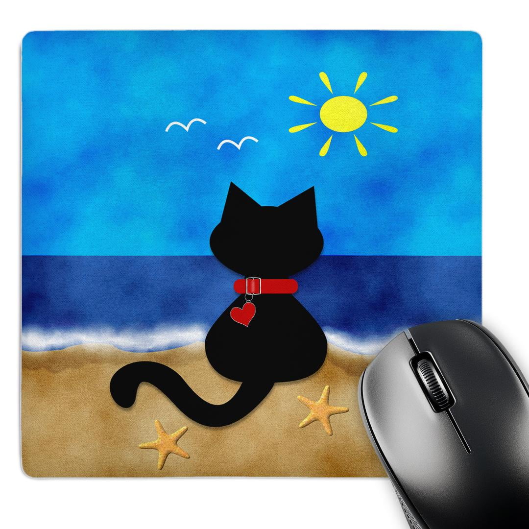 3dRose, Cute Black Kitty Cat Summer Beach Time Fun, Mouse Pad - Walmart.com