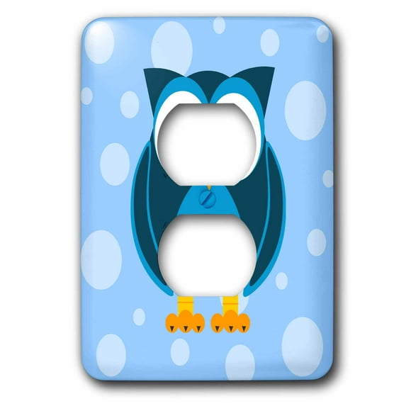 3dRose, Cute Blue Owl on Light Blue Background, 2 plug outlet cover ...